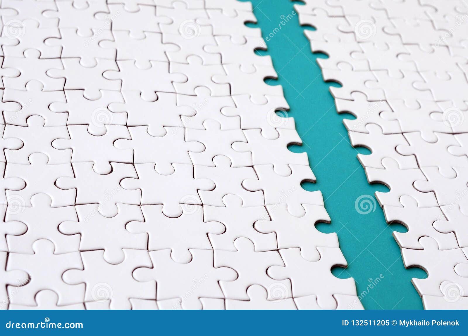 The Blue Path is Laid on the Platform of a White Folded Jigsaw Puzzle ...
