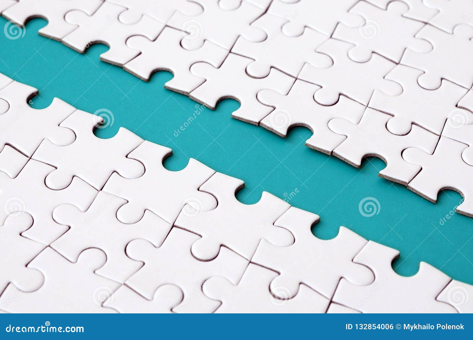 The Blue Path is Laid on the Platform of a White Folded Jigsaw Puzzle ...