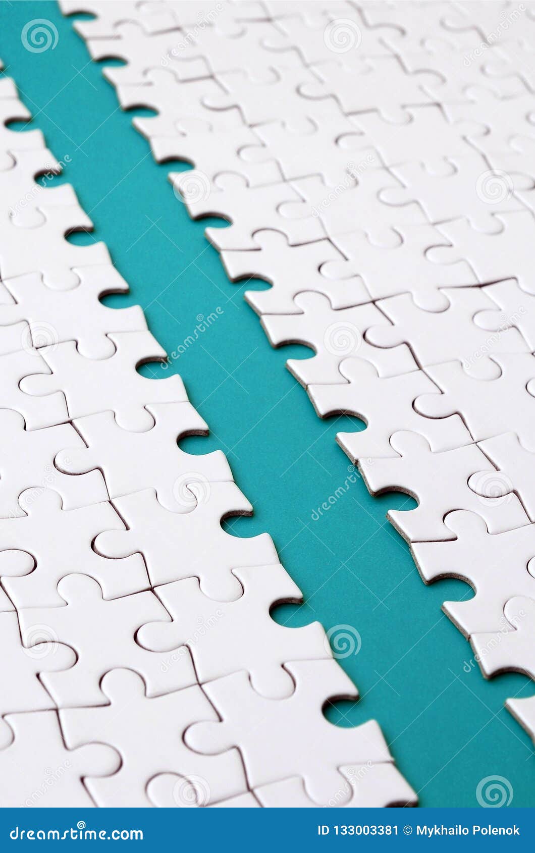 The Blue Path is Laid on the Platform of a White Folded Jigsaw Puzzle ...