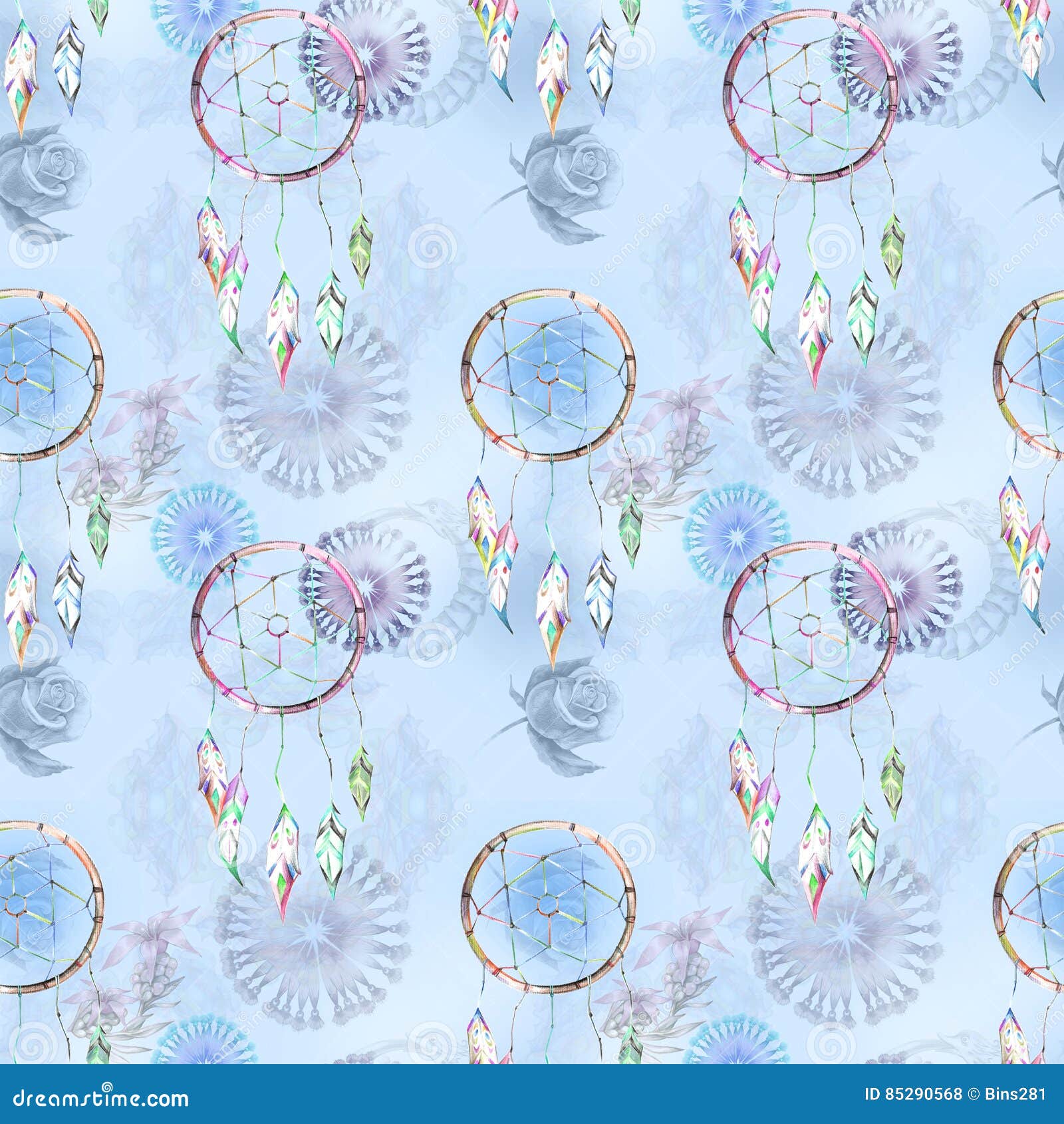 Blue pattern on boho style stock illustration. Illustration of native ...
