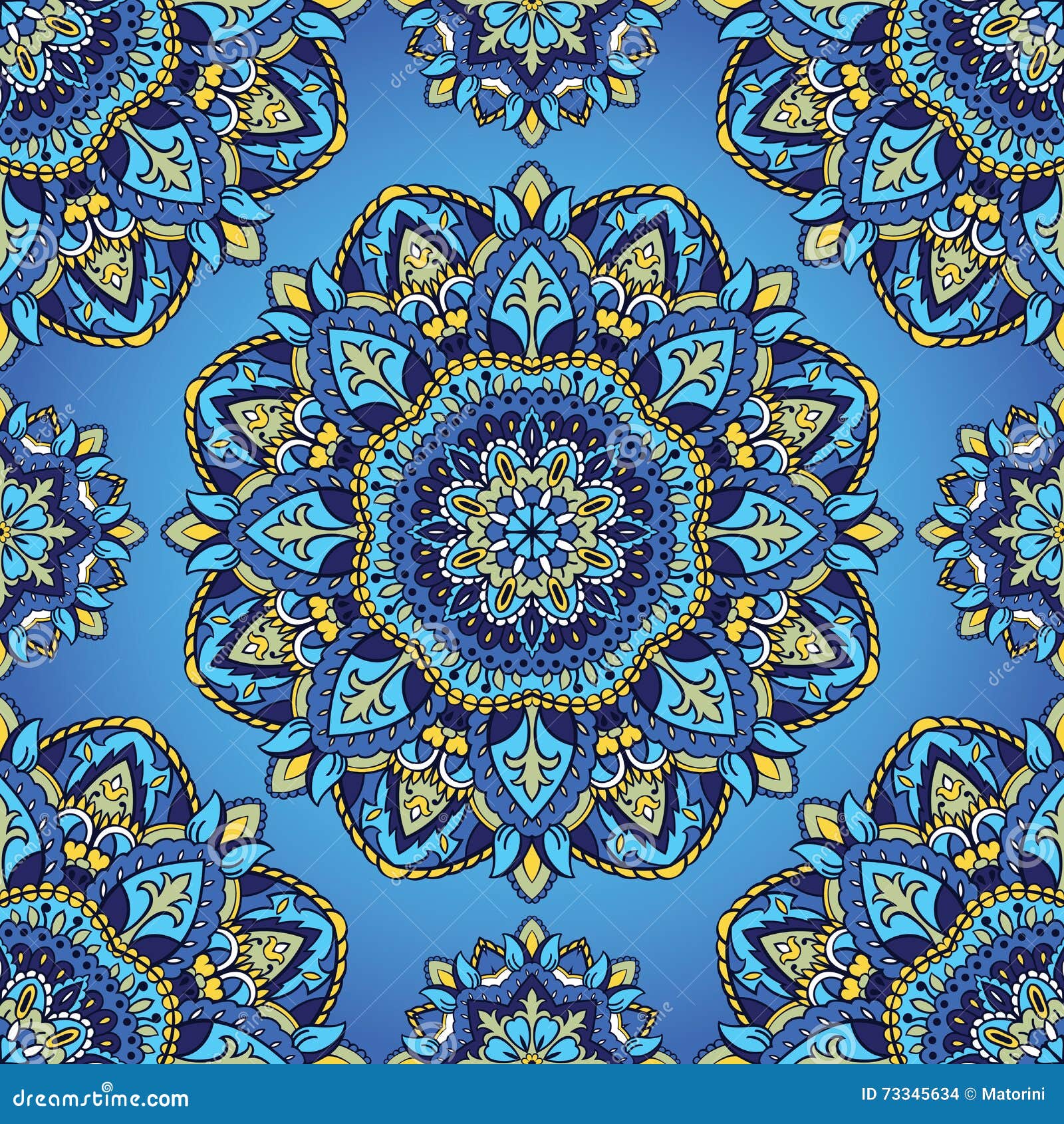 Blue pattern of mandalas. stock vector. Illustration of embroidery ...