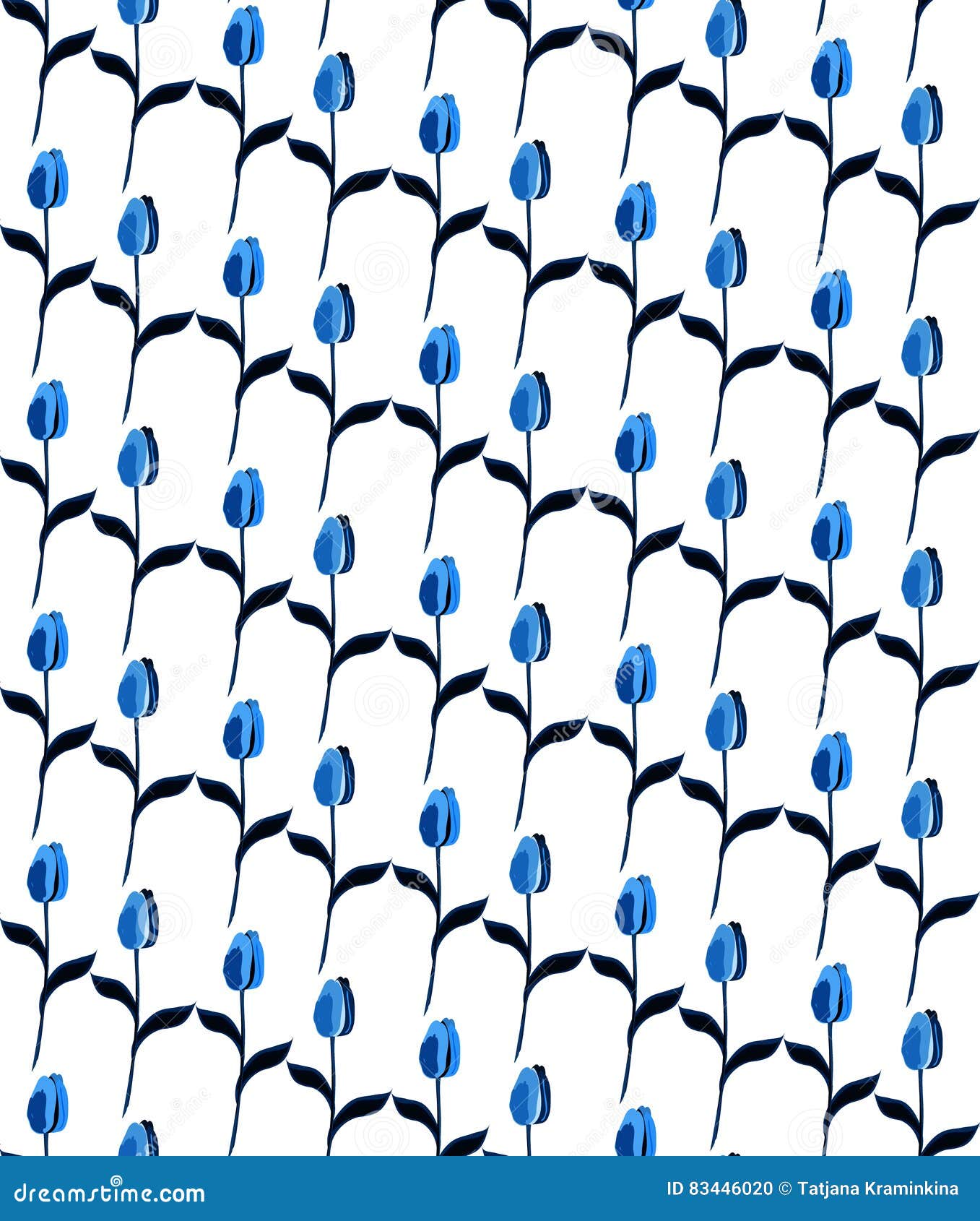 Blue Pattern with Tulips on a White Background. Stock Vector ...