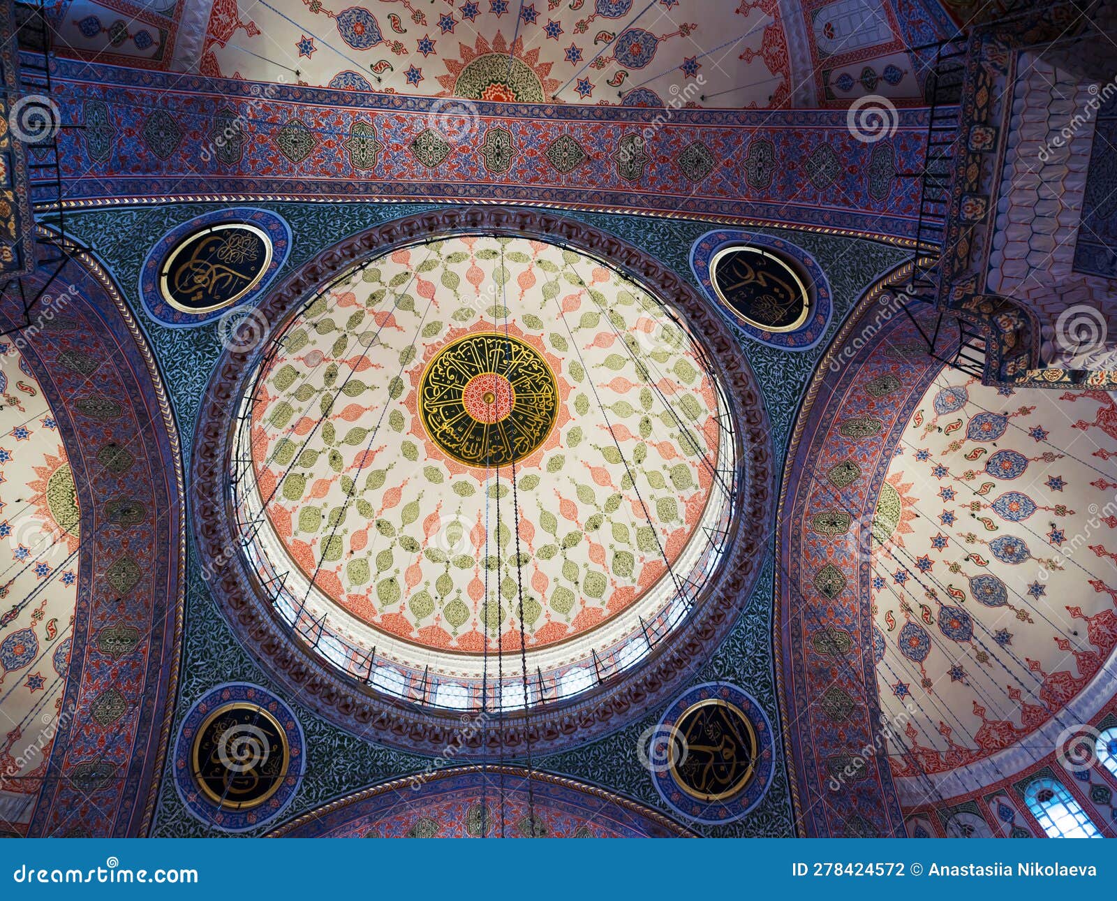 Blue Patterned Ceiling in the Mosque Stock Photo - Image of religion ...