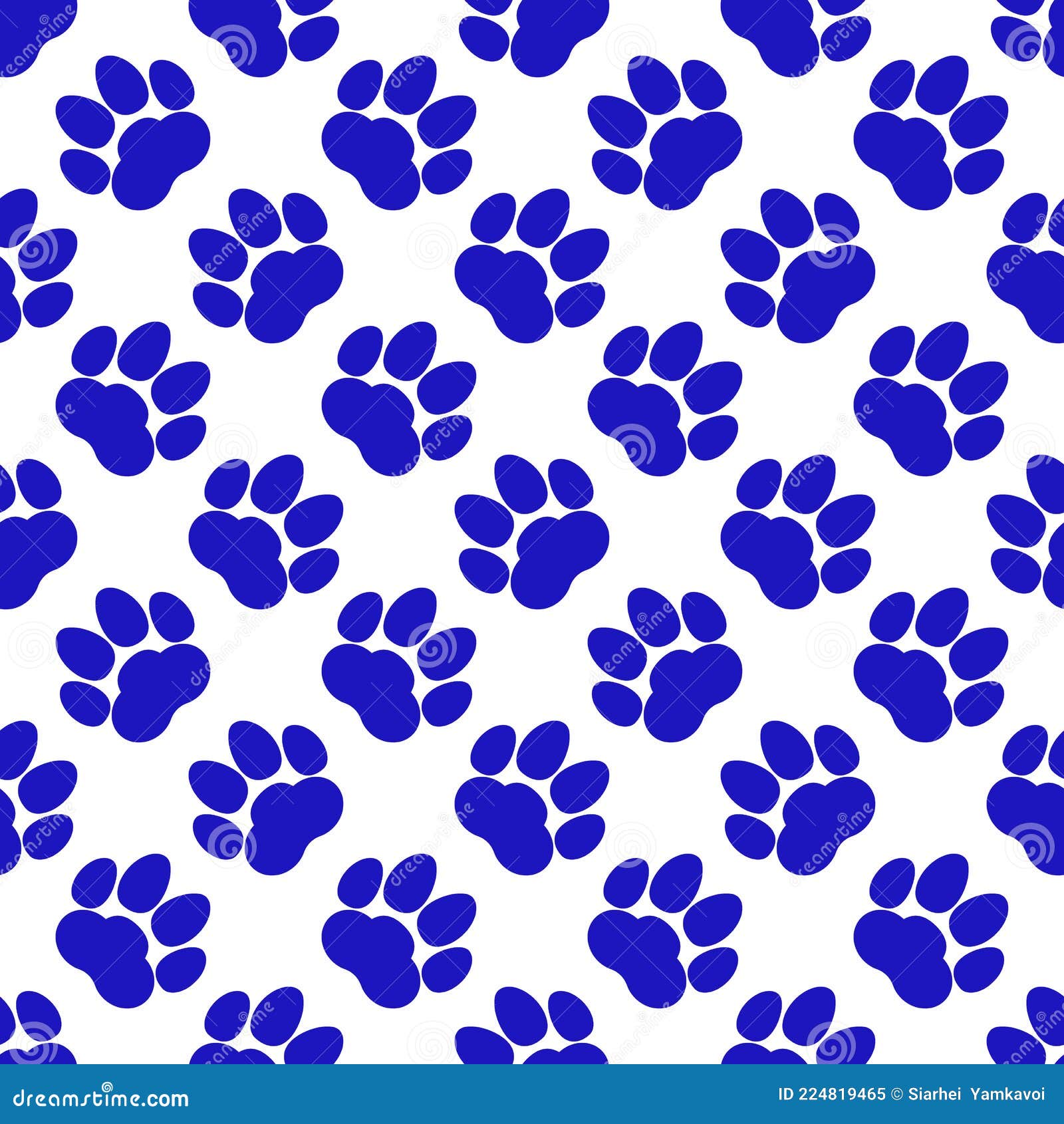 Blue Paw Print Seamless Repeating Background Pattern. Cat or Dog ...