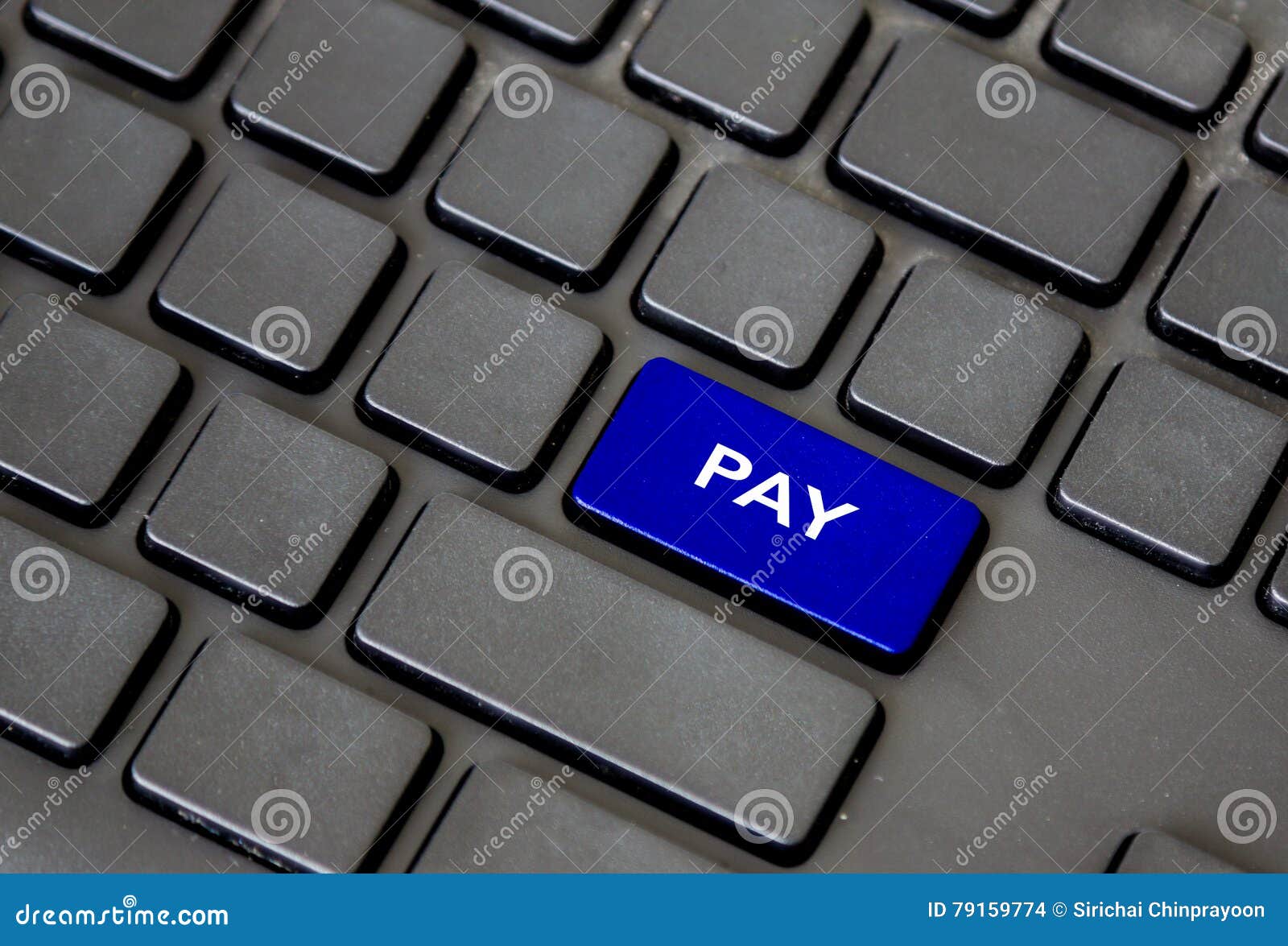 Blue Pay Button on Black Keypad Stock Photo - Image of button ...