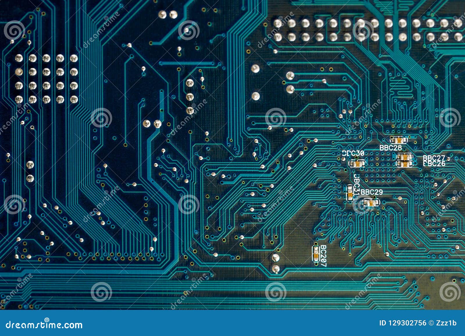 Blue Pcb Board Circuit Close Up Technology Background Stock Photo ...