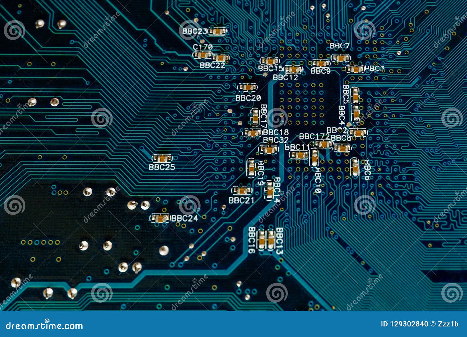 Blue Pcb Board Circuit Close Up Technology Background Stock Photo ...