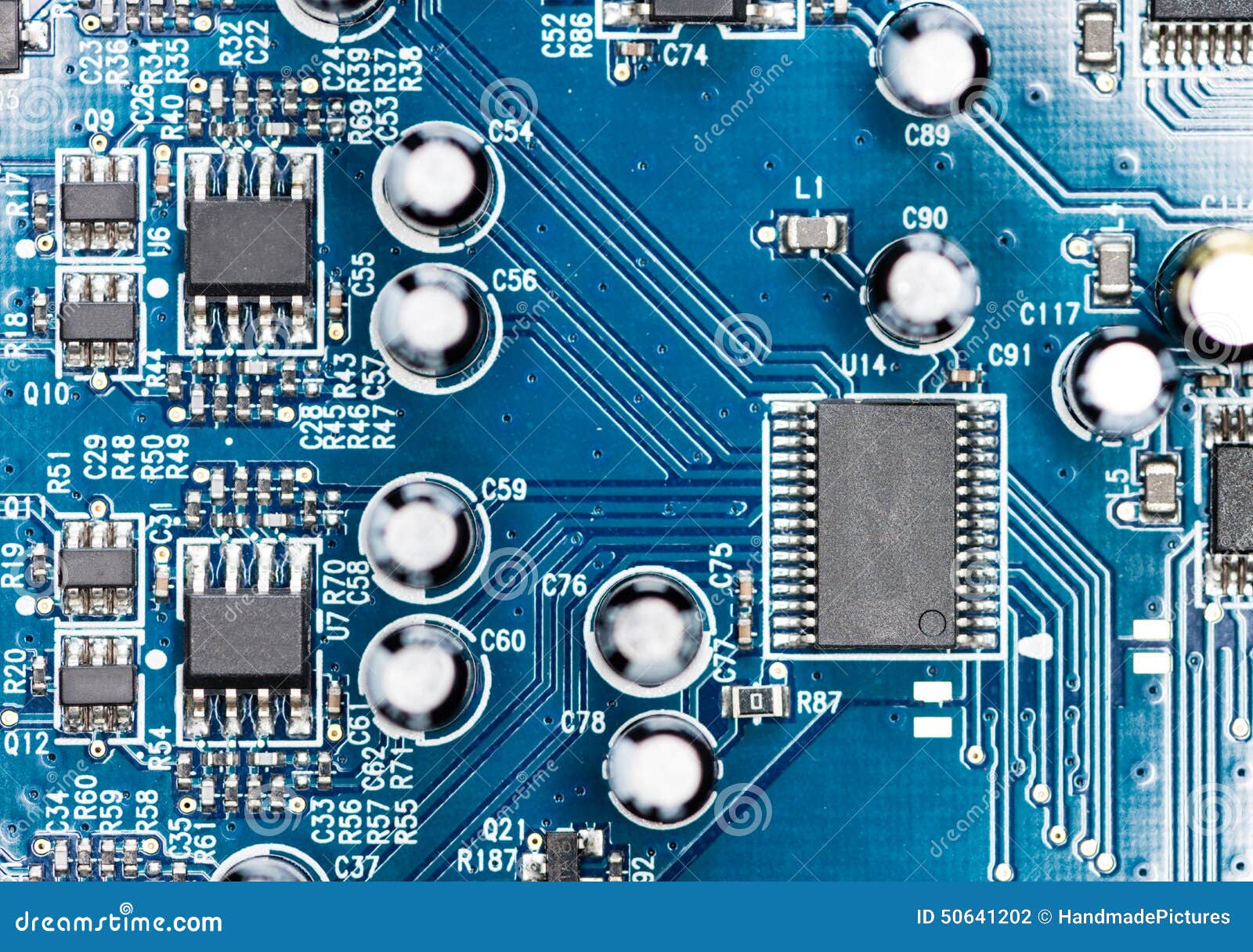 Blue PCB with a Lot of Elecric Components Stock Photo - Image of ...
