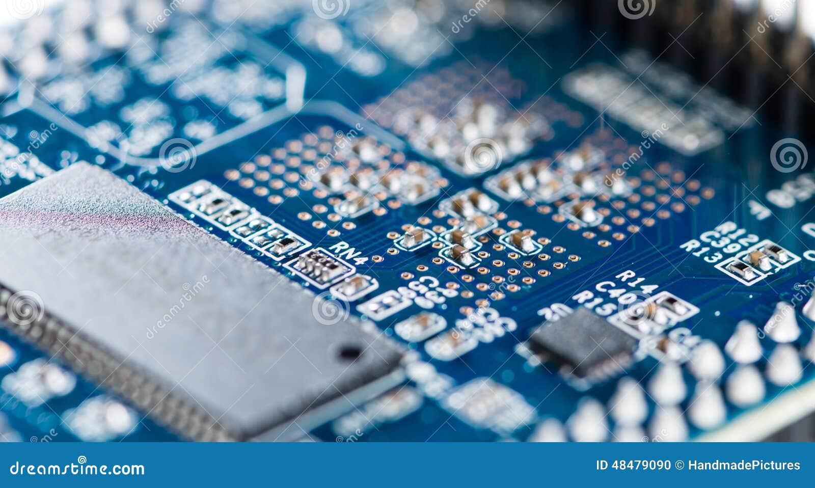 Blue PCB stock photo. Image of device, electricity, circuit - 48479090
