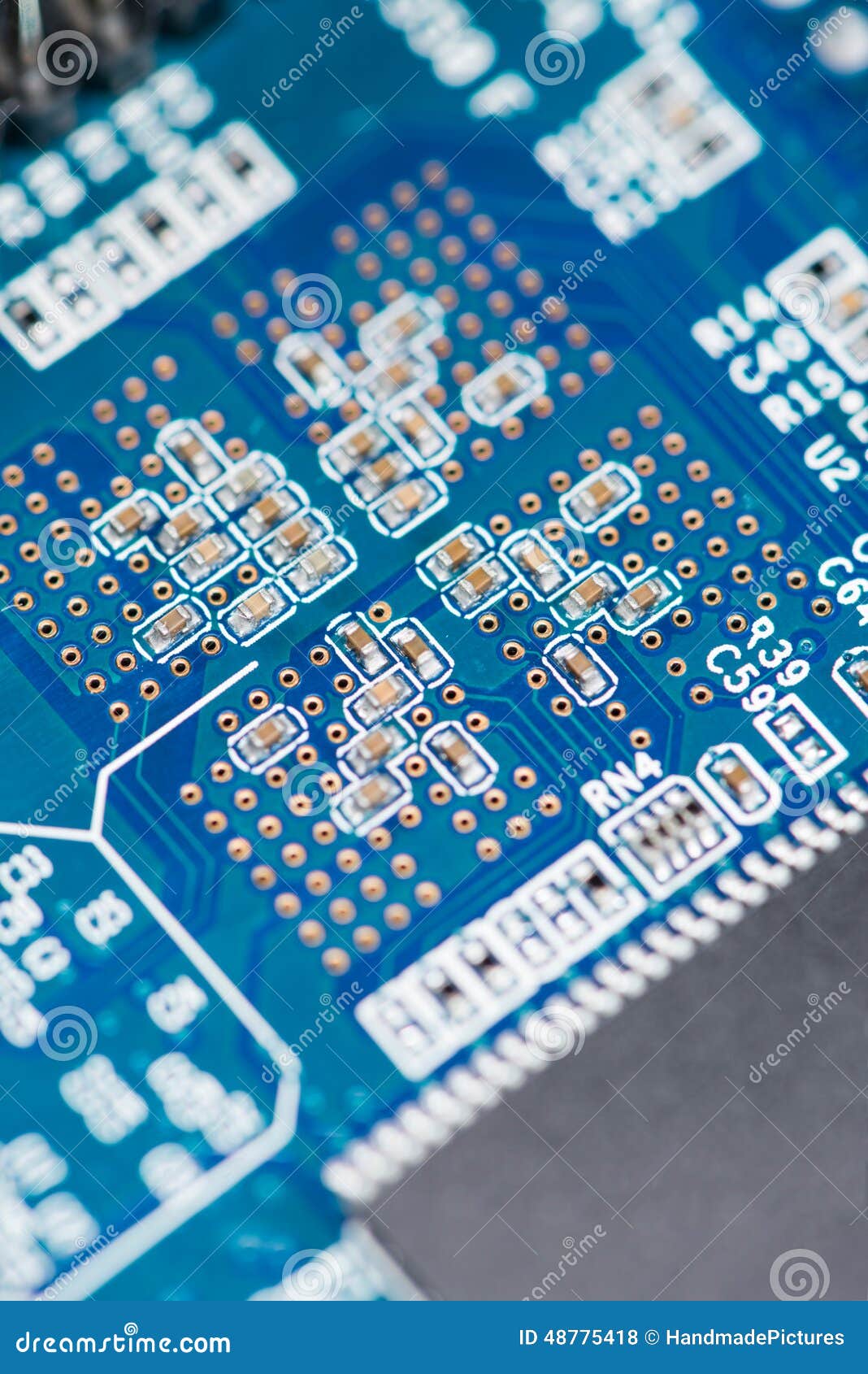 Blue PCB stock photo. Image of equipment, board, closeup - 48775418