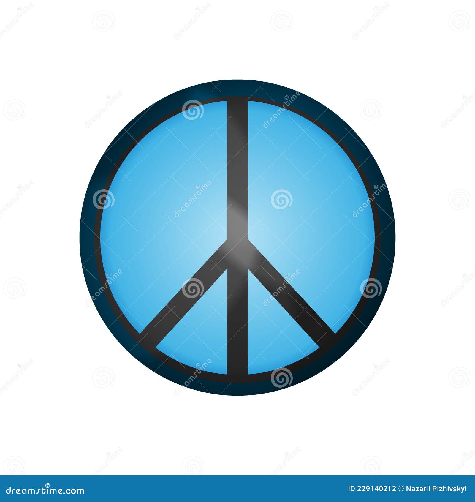 Blue Peace Button on a White Background. Stock Vector - Illustration of ...
