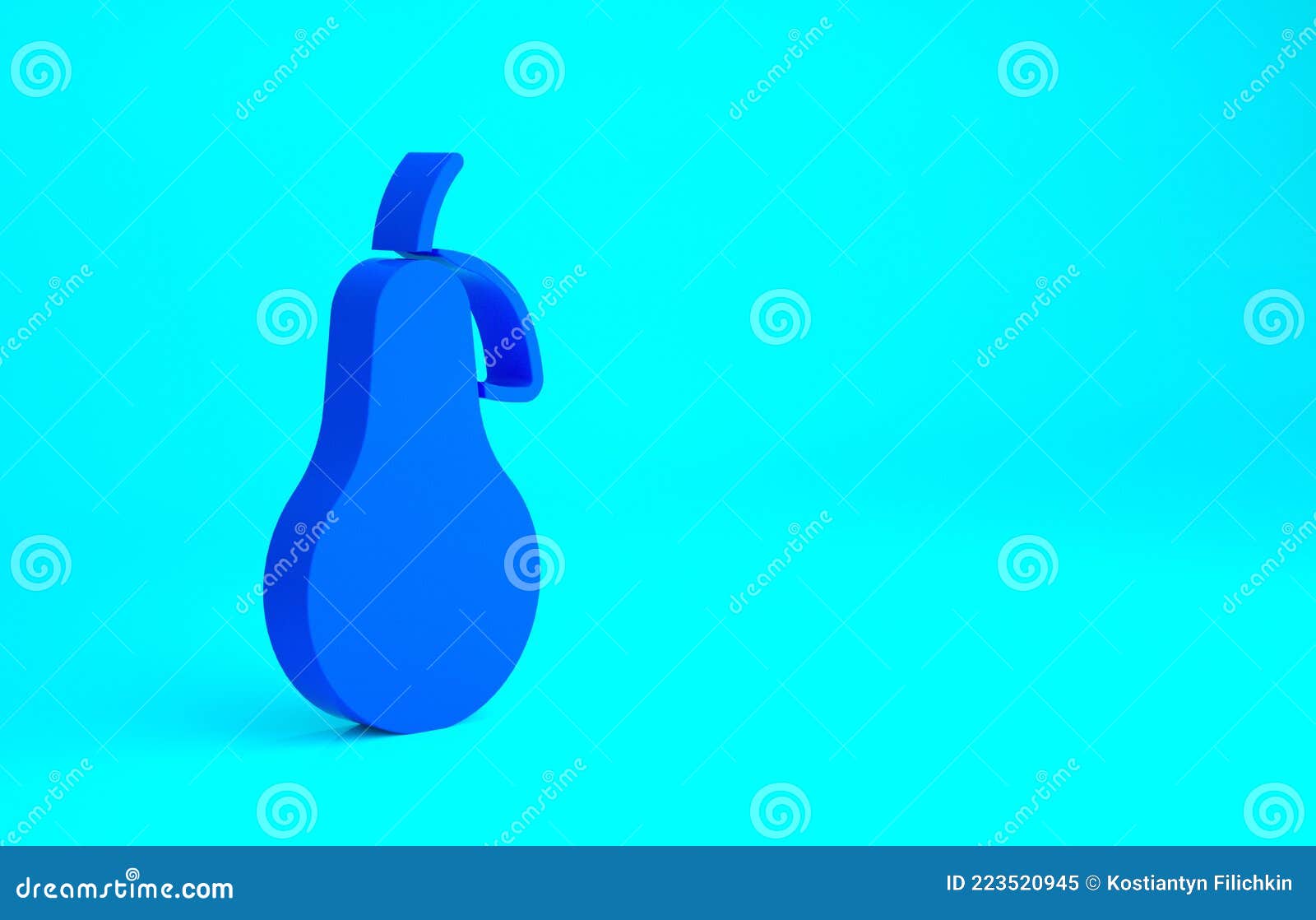Blue Pear Icon Isolated on Blue Background. Fruit with Leaf Symbol ...