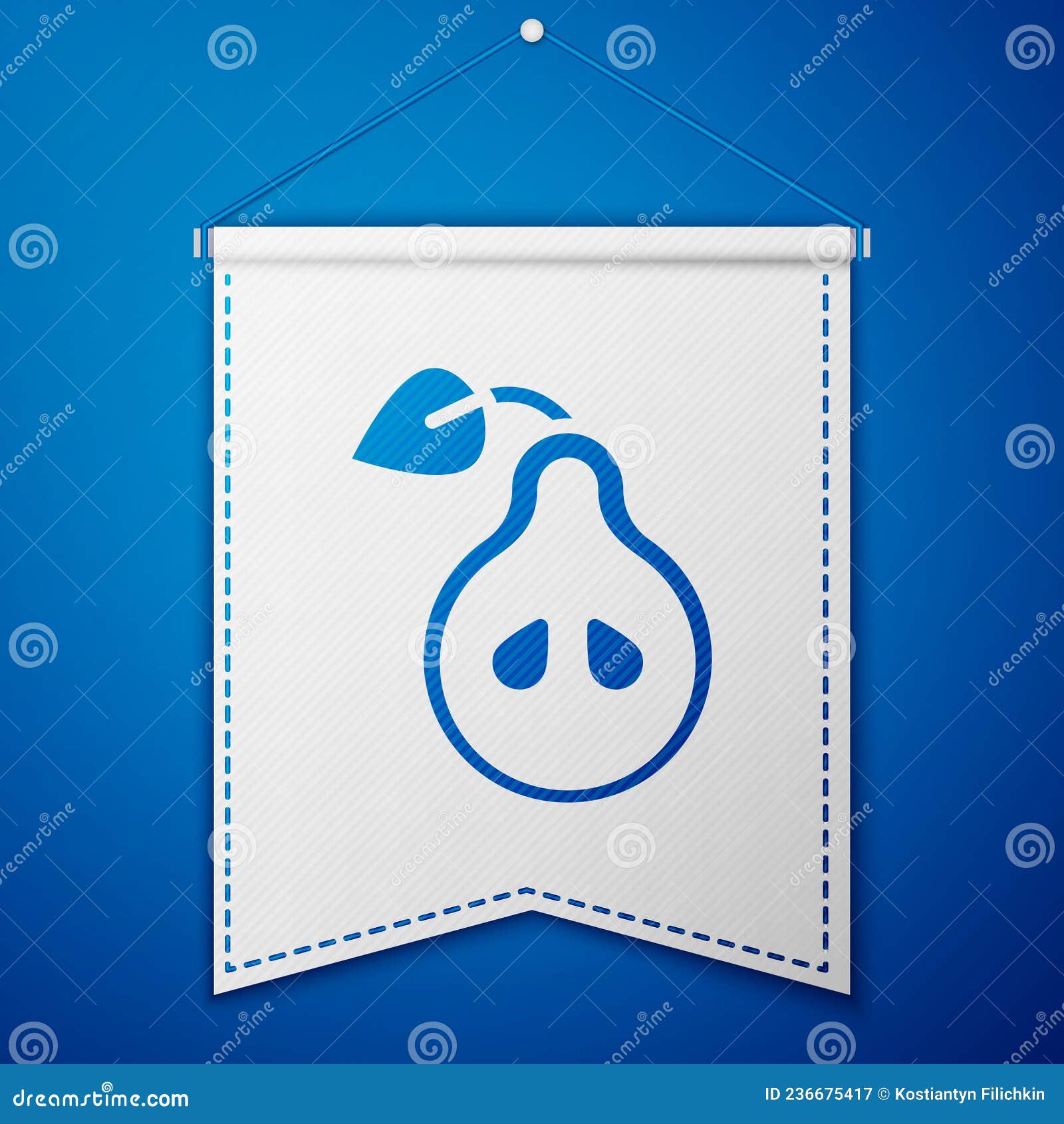 Blue Pear Icon Isolated on Blue Background. Fruit with Leaf Symbol ...