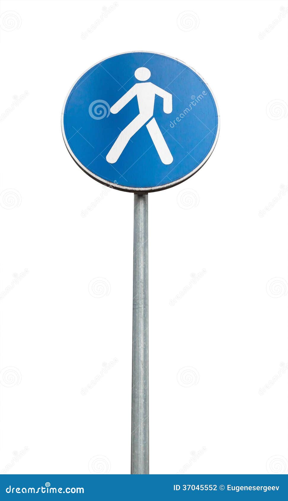Blue Pedestrian Road Sign Isolated on White Stock Photo - Image of lane ...