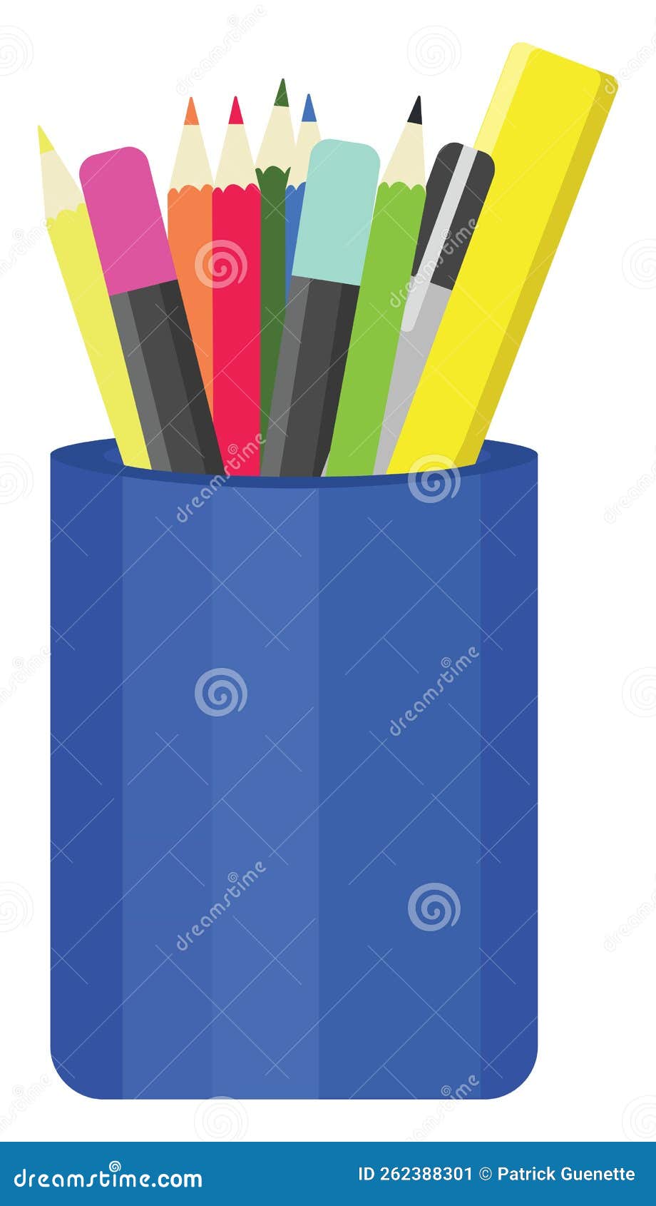 Blue pen holder, icon stock vector. Illustration of green - 262388301