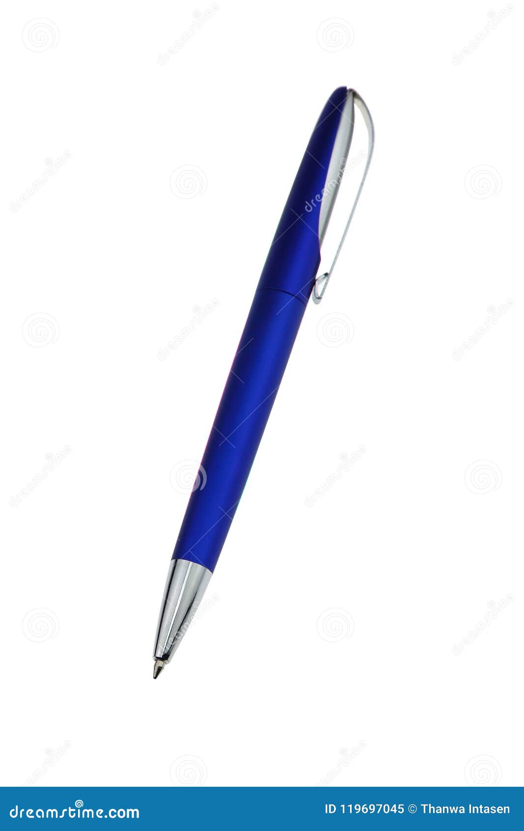 Blue pen isolated on white stock image. Image of metal - 119697045