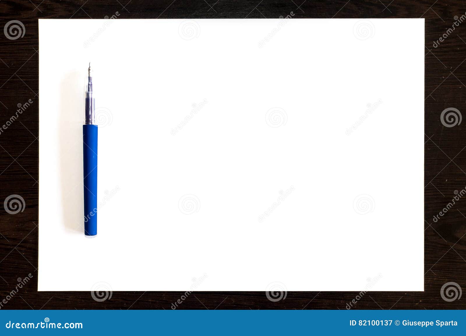 Blue Pen Isolated on a White Paper Sheet Stock Image - Image of detail ...