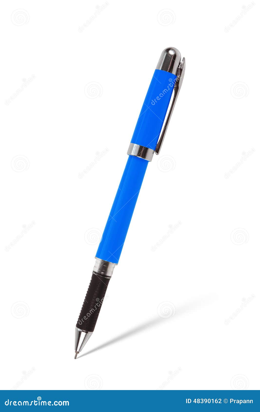 Blue pen isolated on white stock photo. Image of shadow - 48390162