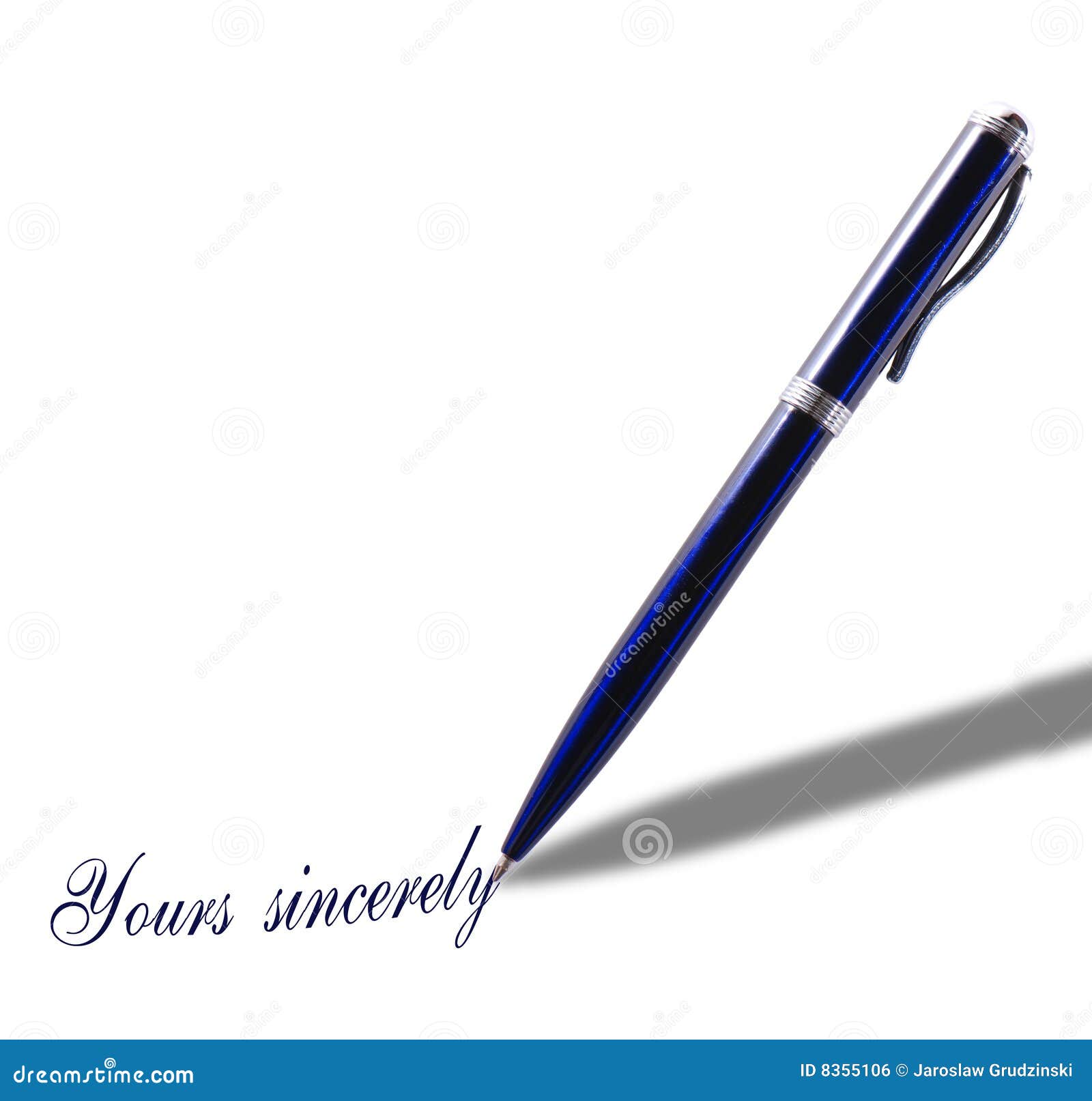 Blue pen with a message stock photo. Image of document - 8355106