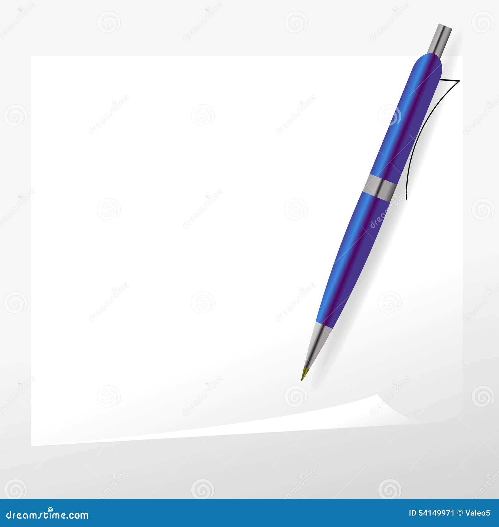 Blue Pen and Paper stock vector. Illustration of office - 54149971