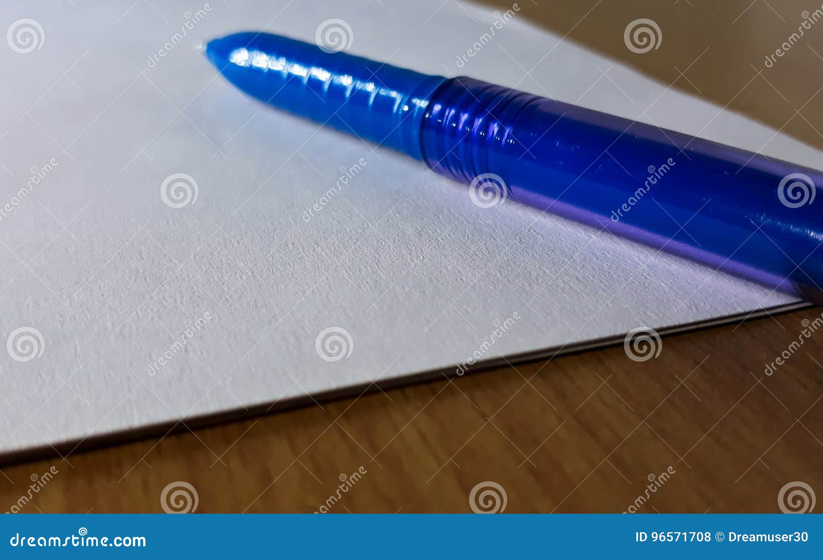 Blue Pen stock photo. Image of white, script, writing - 96571708