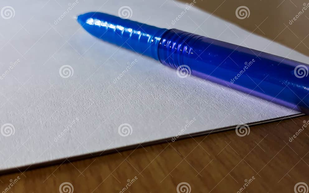 Blue Pen stock photo. Image of white, script, writing - 96571708