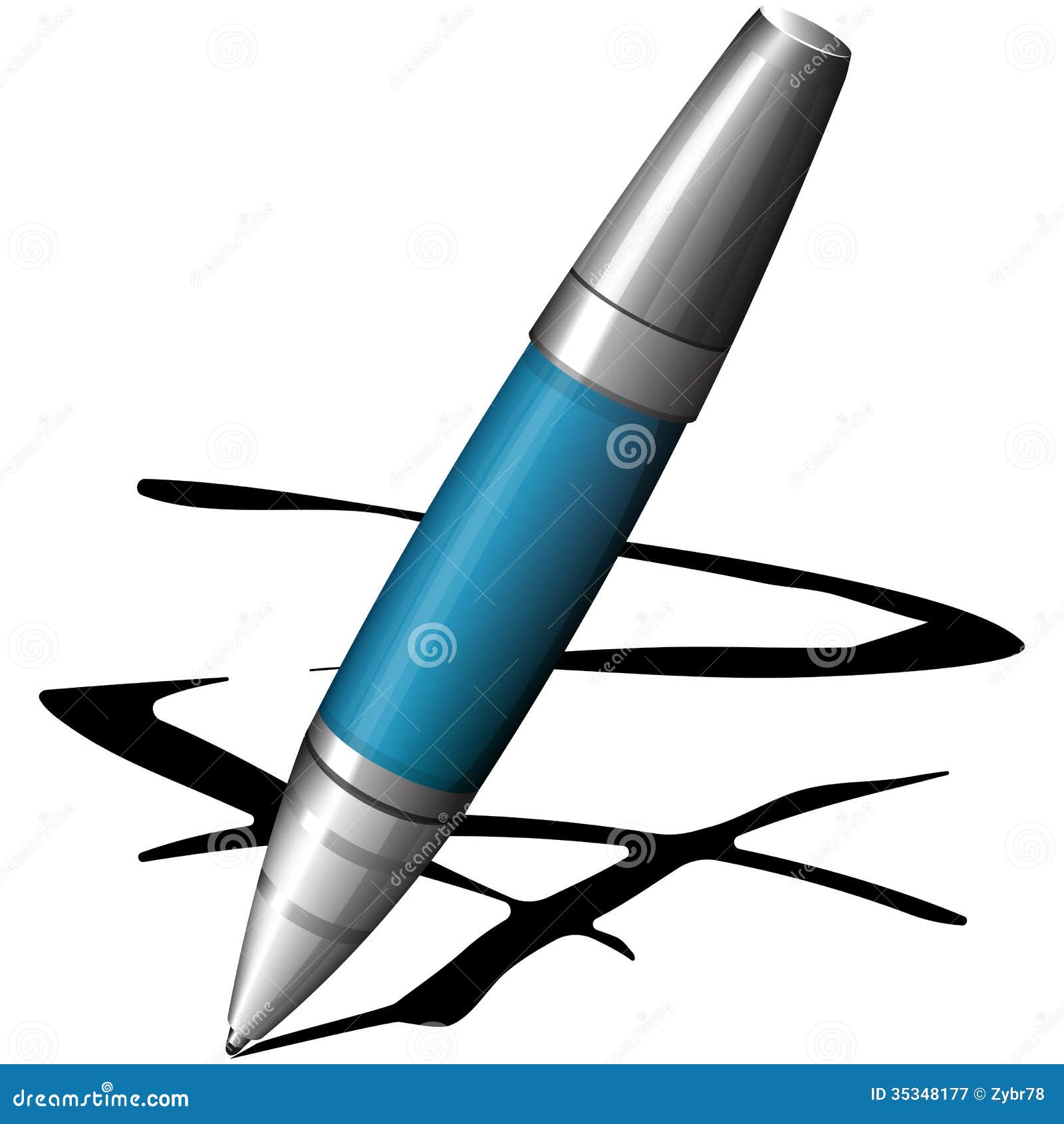 Blue pen stock vector. Illustration of plastic, shiny - 35348177