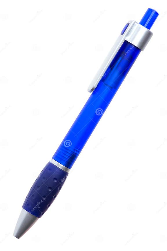 Blue pen on white stock image. Image of detail, colored - 14158649