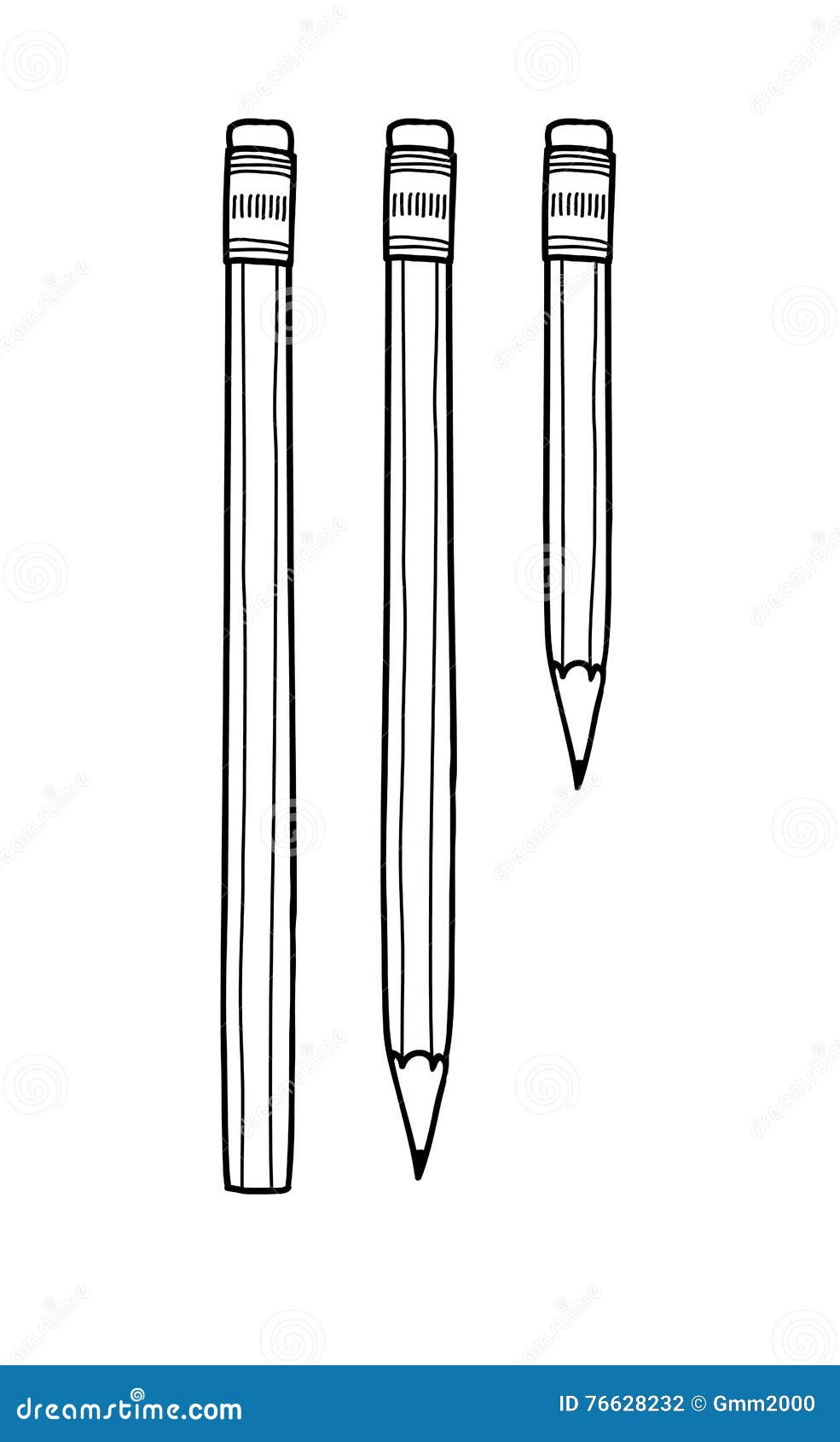 Blue Pencil Hand Drawn Line Art Illustration Stock Illustration ...