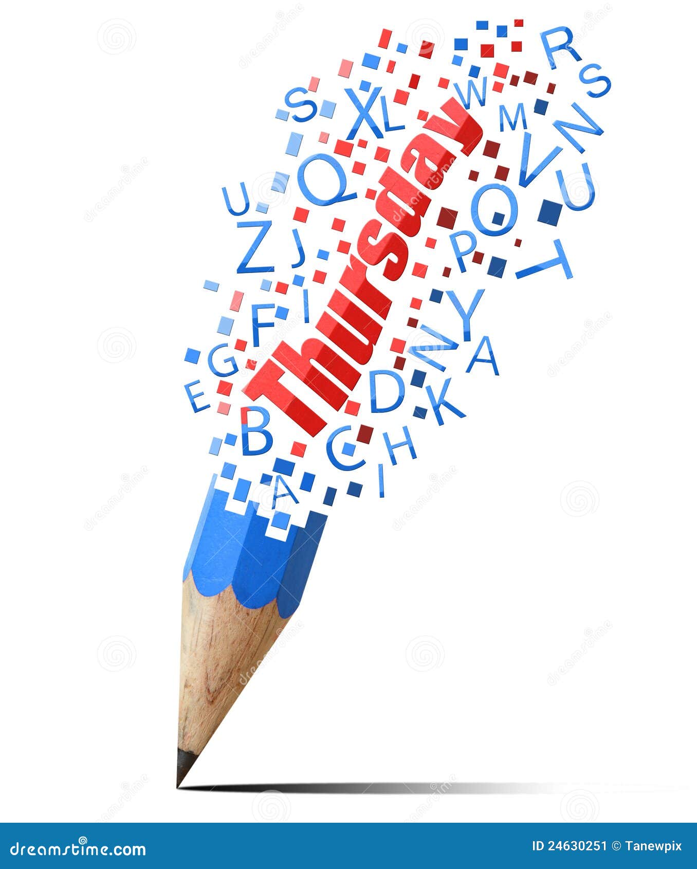 Blue Pencil with Red Thursday. Stock Illustration - Illustration of ...