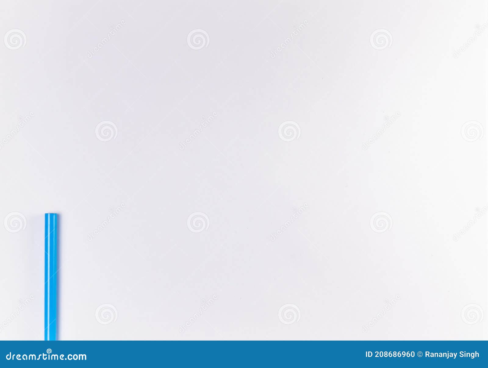 A Blue Pencil without Sharpened Point Shot from the Top Against White ...