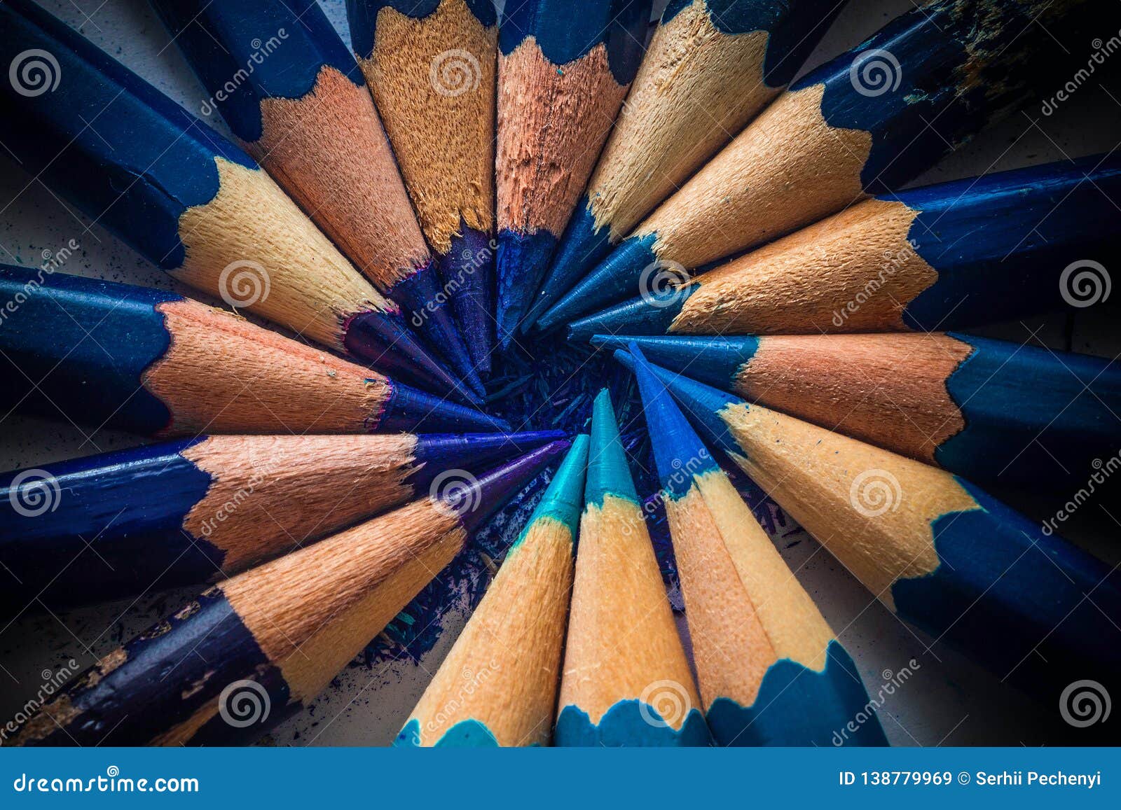 A Creative Idea with Blue Pencils. Creative, Conceptual Blue Colour ...