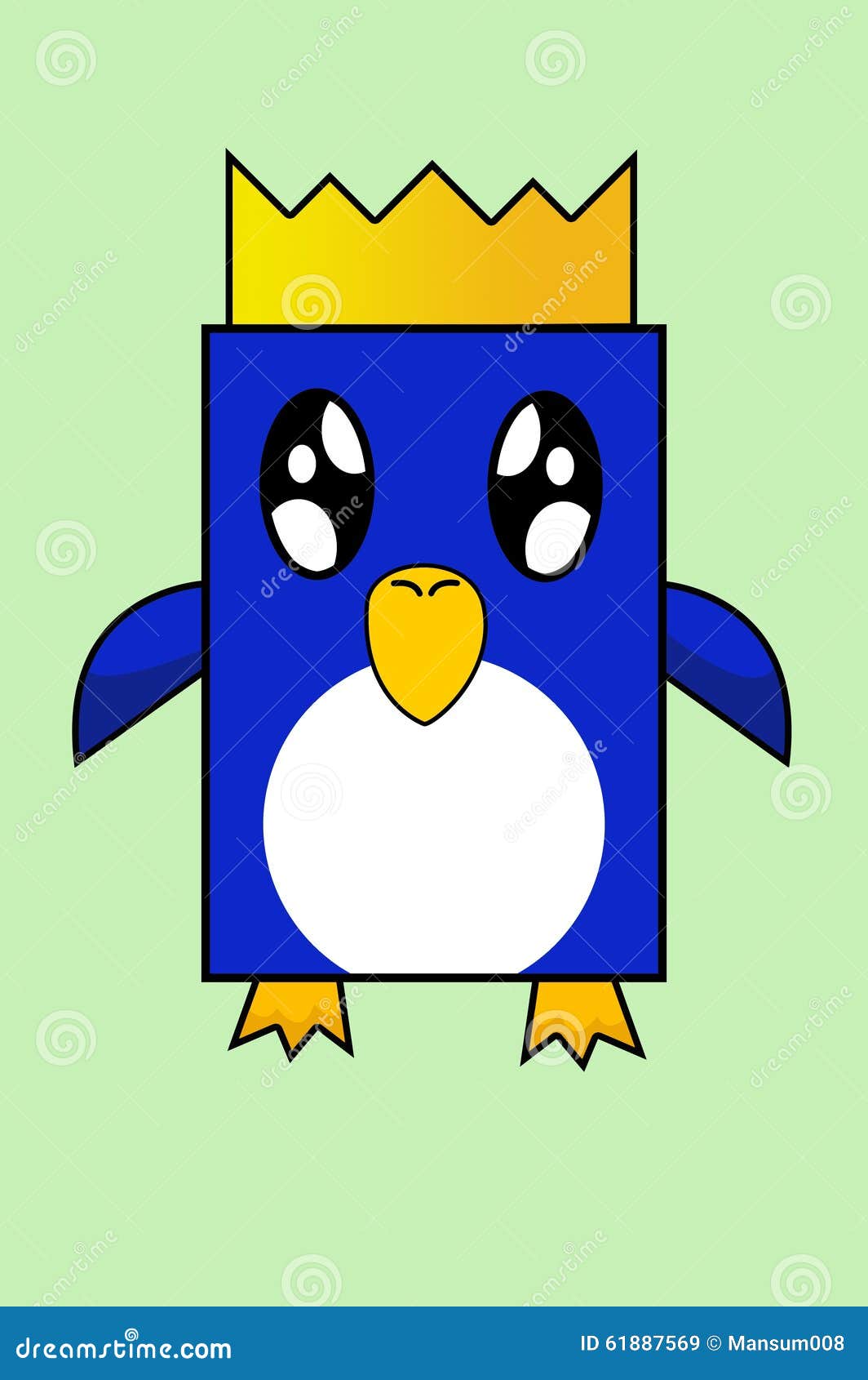 Blue penguin cartoon stock illustration. Illustration of square - 61887569