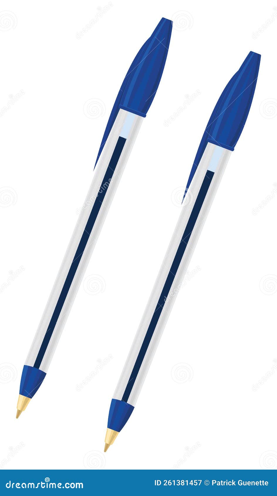 Blue pens, icon stock vector. Illustration of instrument - 261381457