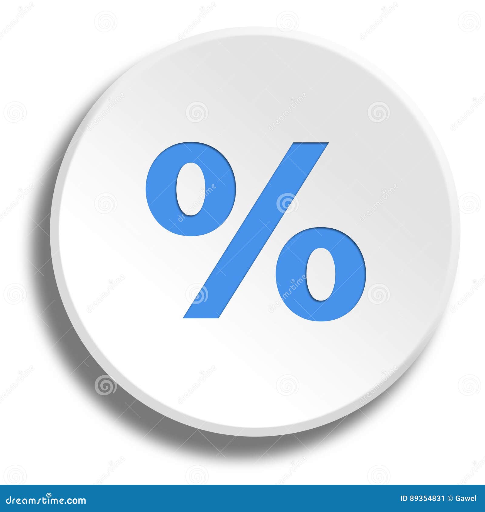 Blue Percentage in Round White Button with Shadow Stock Illustration ...