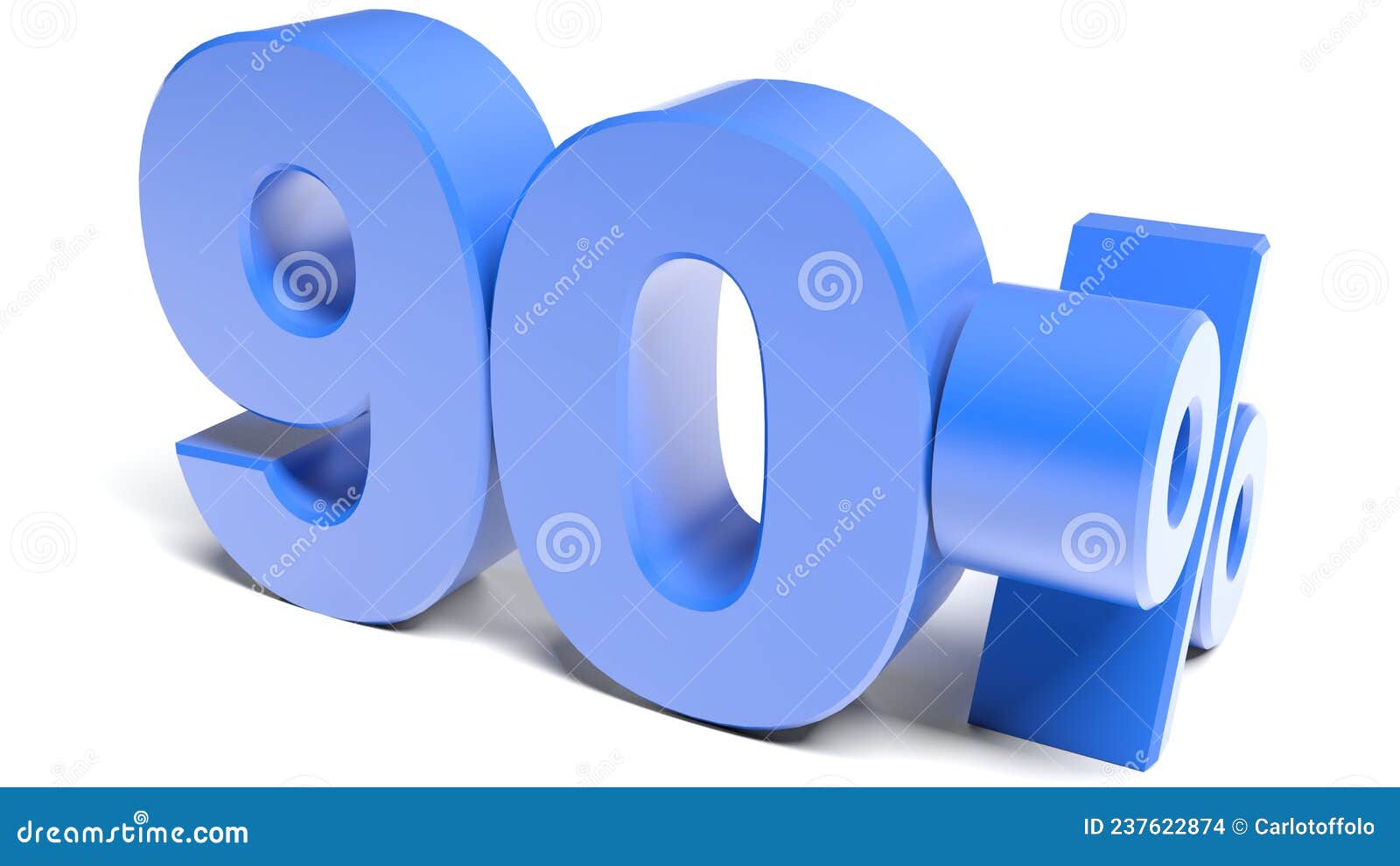 Blue 90 Percente Banner on White Background - 3D Rendering Illustration ...