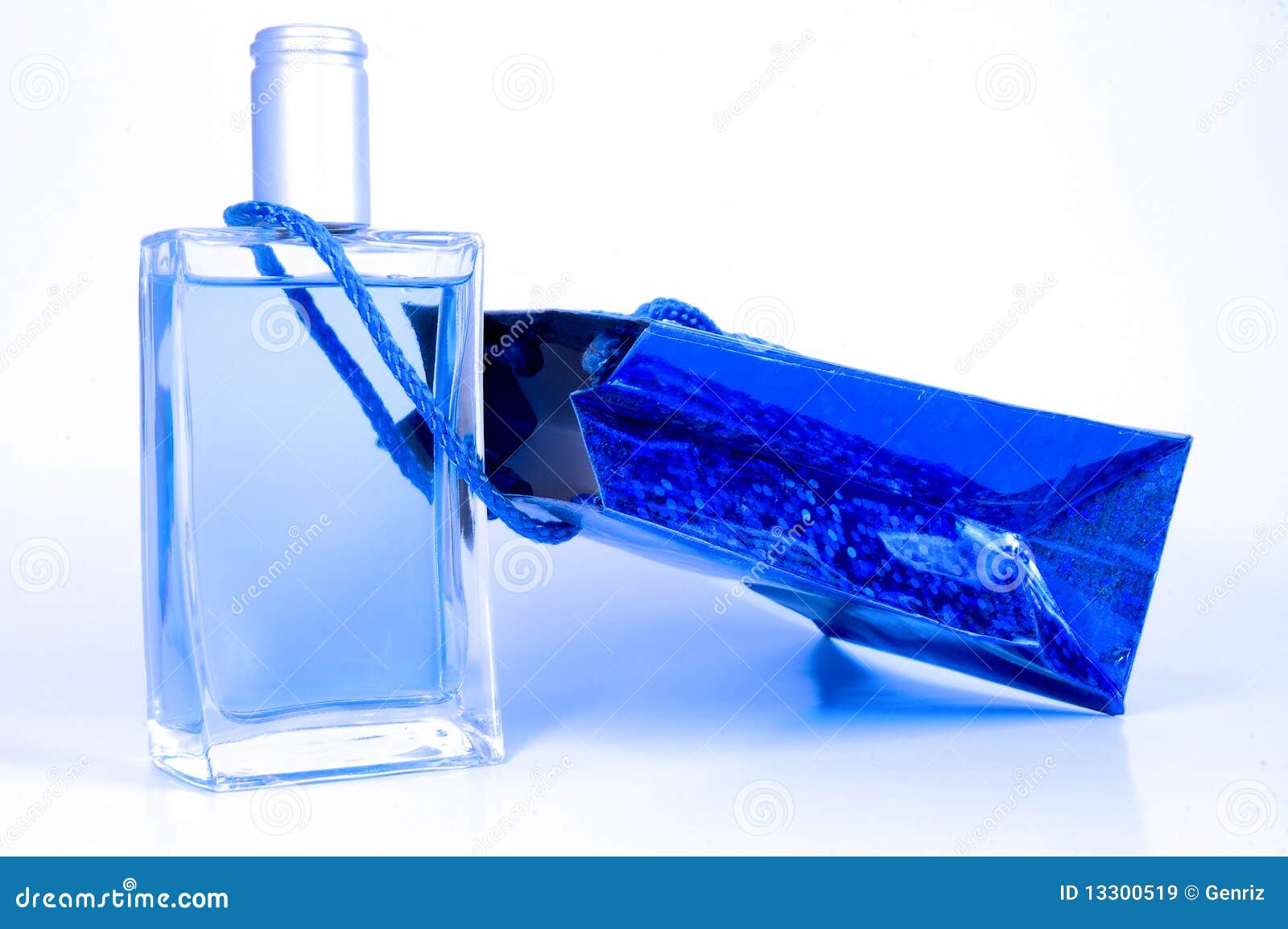 Blue Perfume Bottle and Blue Pack Stock Image - Image of luxury, white ...