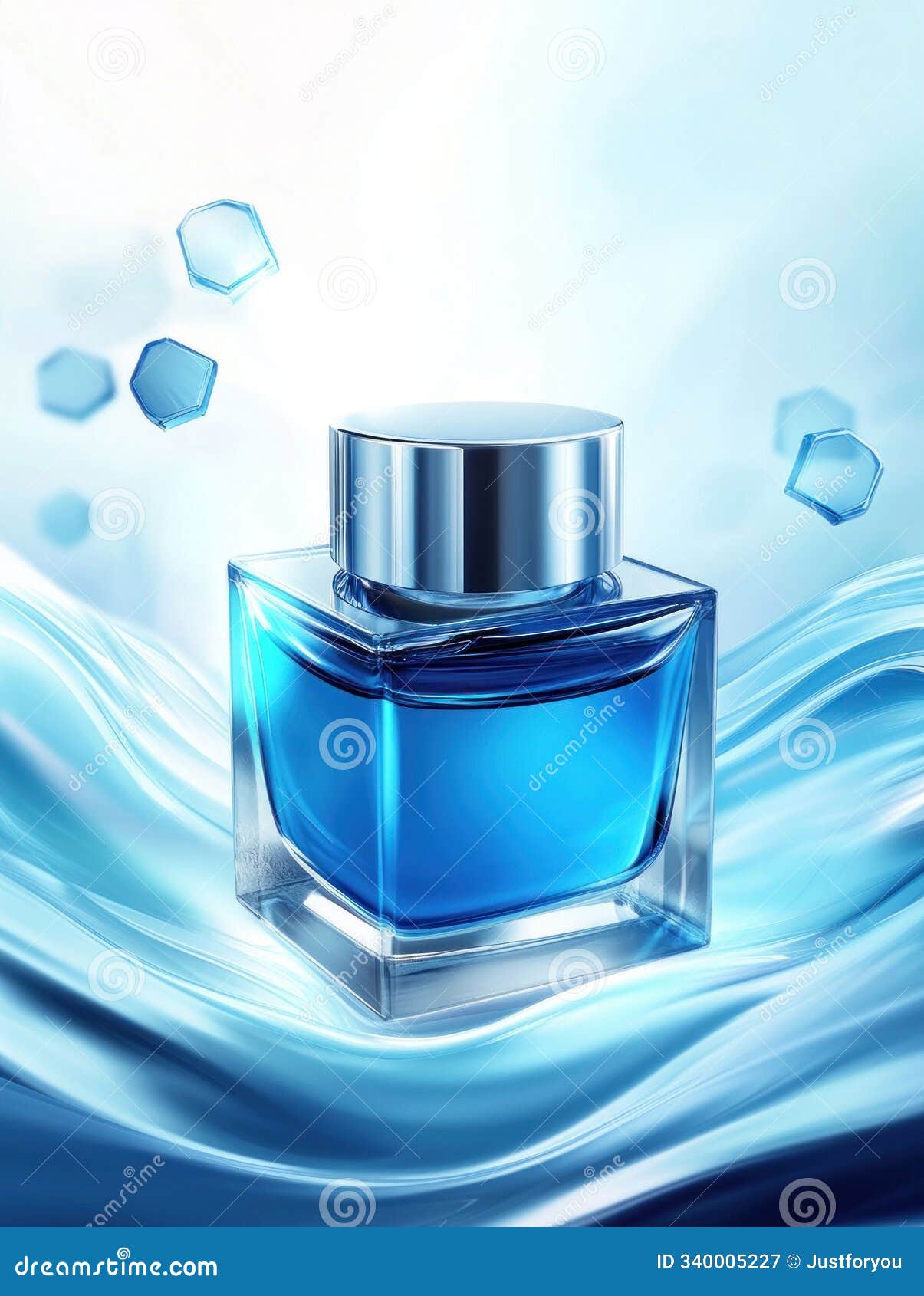 Blue Perfume Bottle with Fluid Motion Background Stock Illustration ...