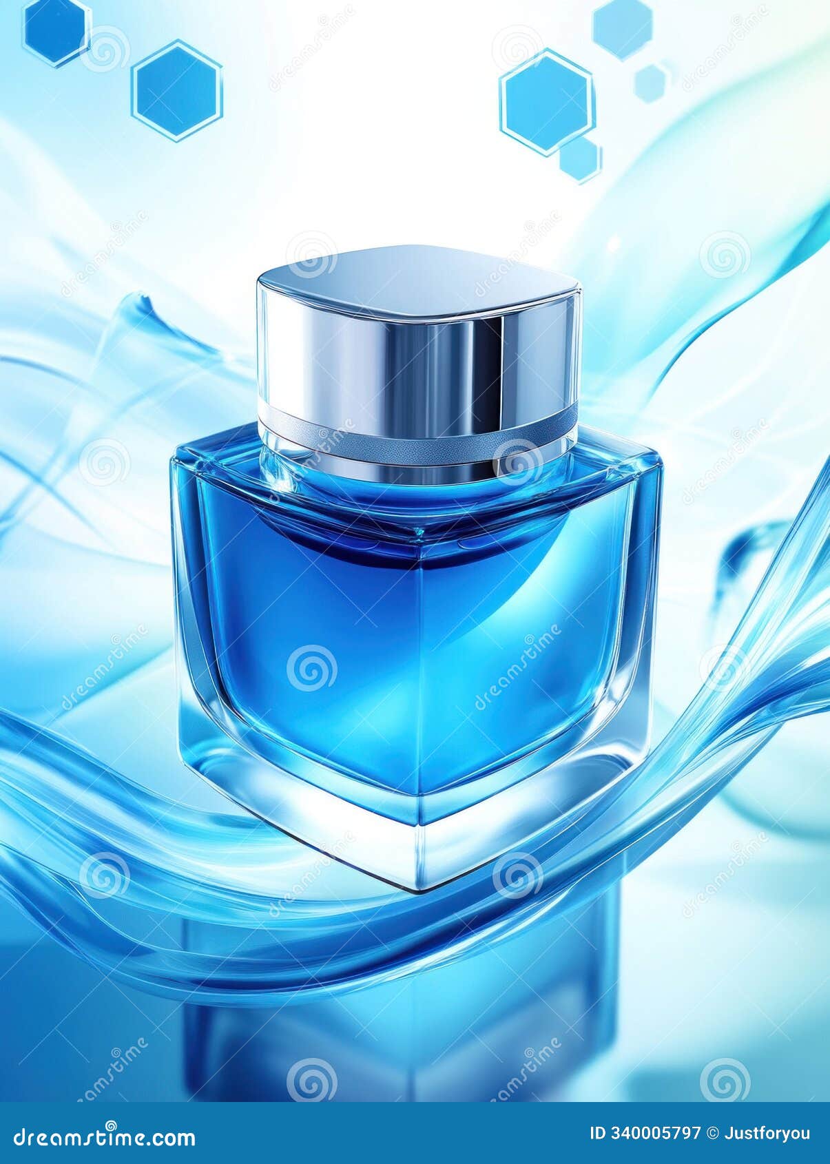 Blue Perfume Bottle with Fluid Motion Background Stock Illustration ...