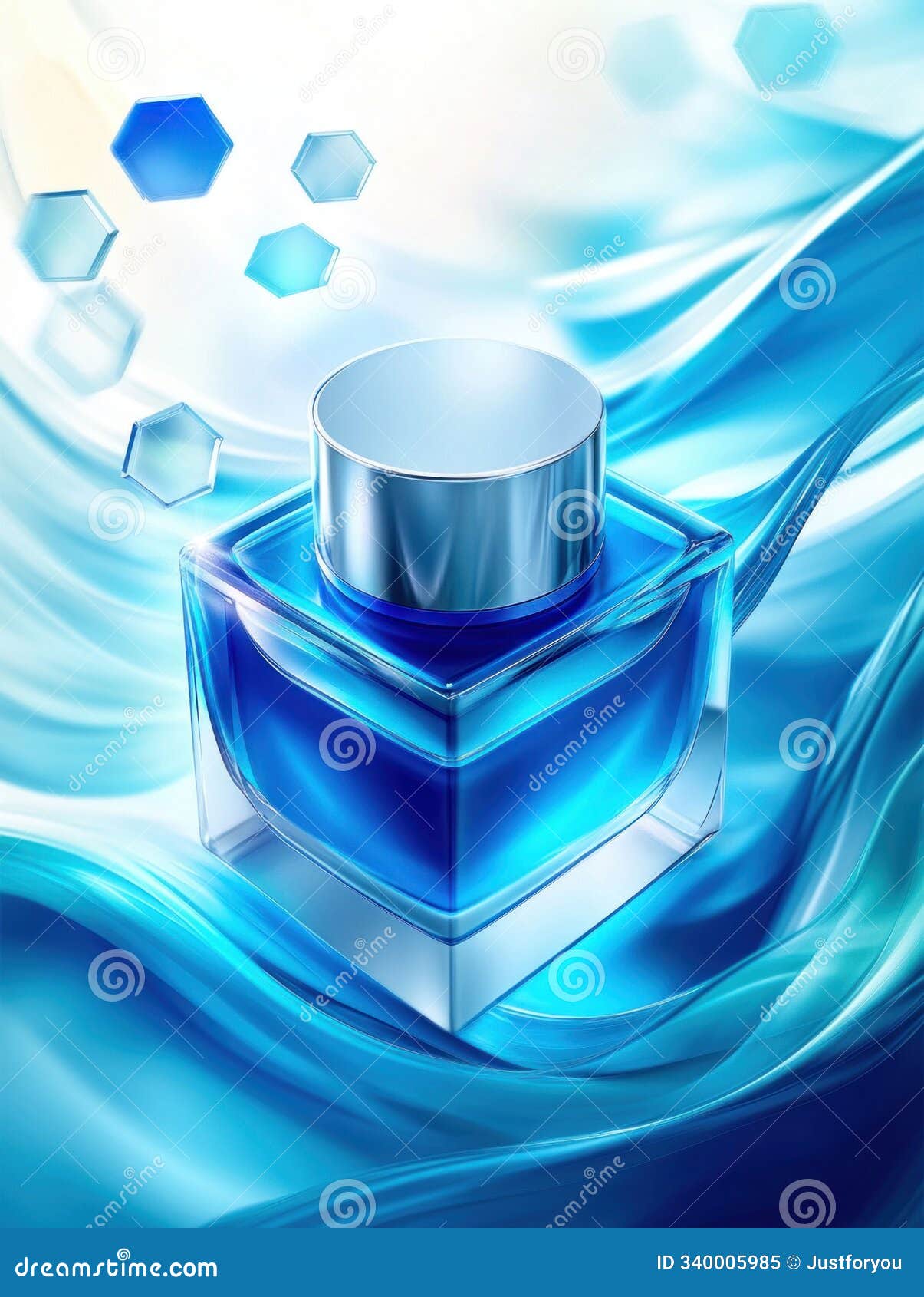 Blue Perfume Bottle with Fluid Motion Background Stock Illustration ...