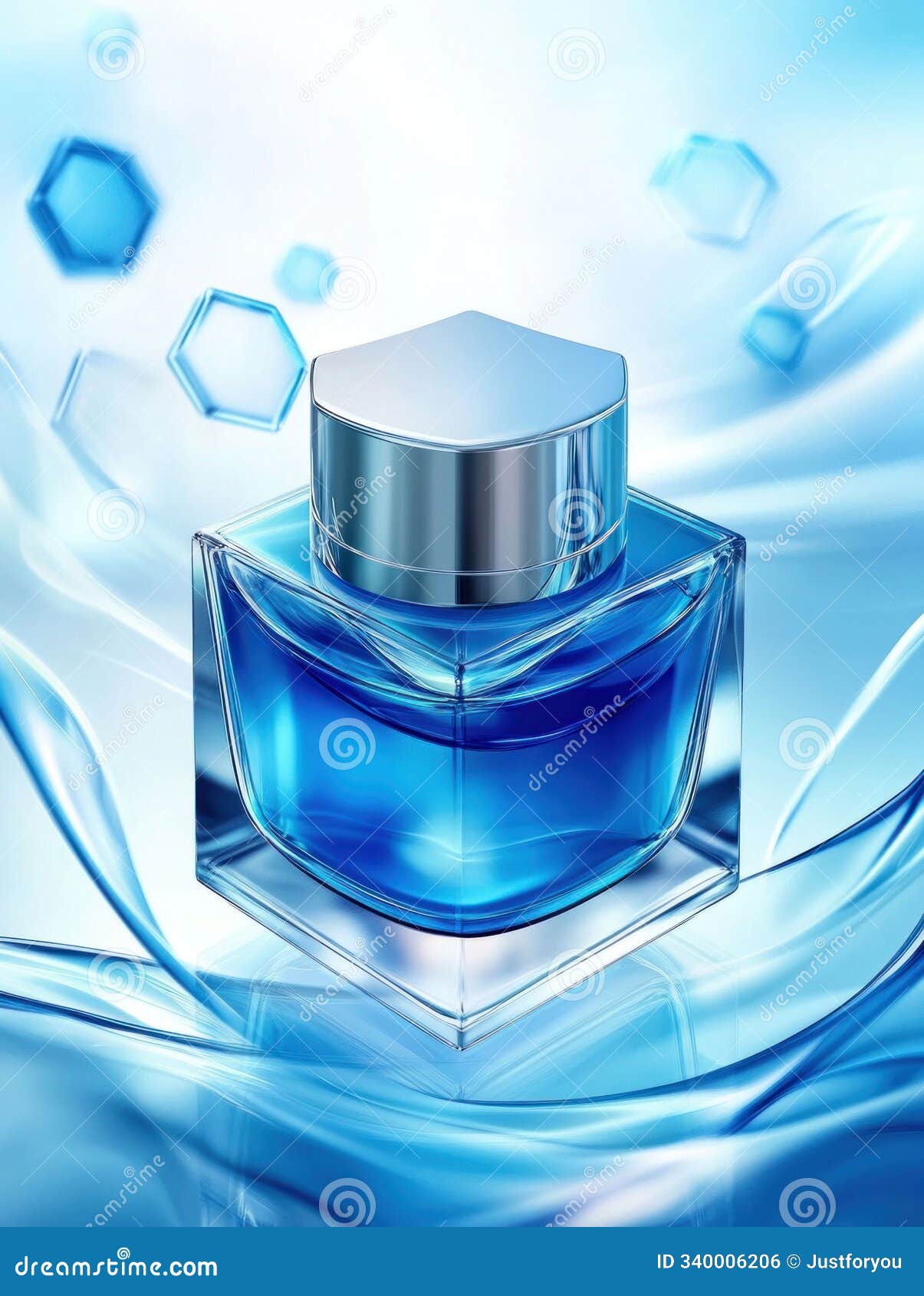 Blue Perfume Bottle with Fluid Motion Background Stock Illustration ...