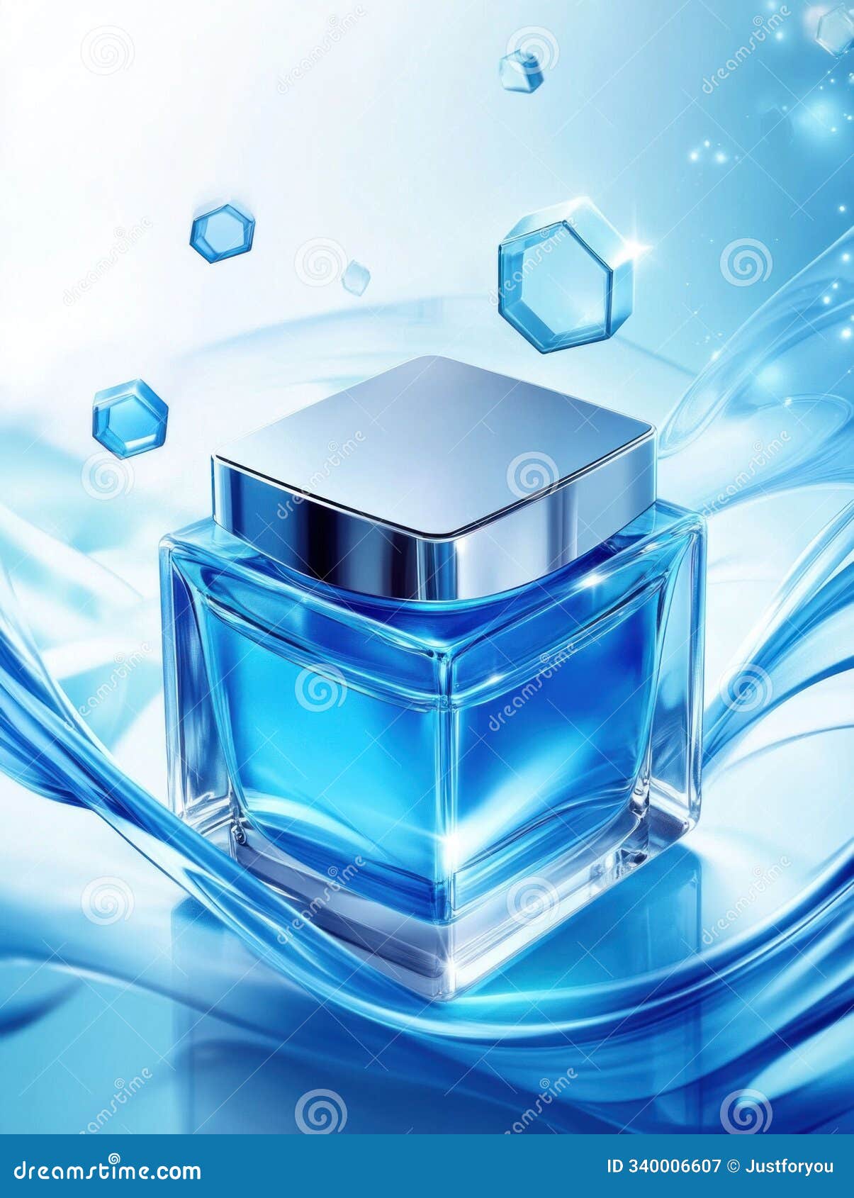 Blue Perfume Bottle with Fluid Motion Background Stock Illustration ...