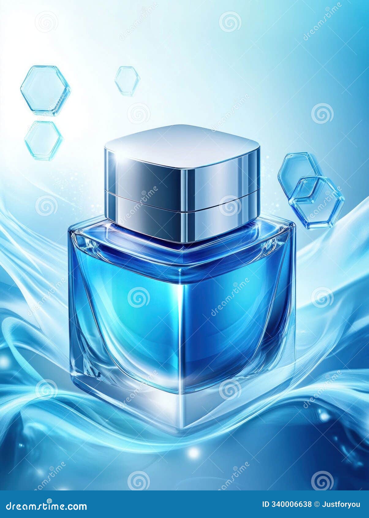 Blue Perfume Cosmetics Vector Illustration, 3d Luxury Realistic Perfume ...