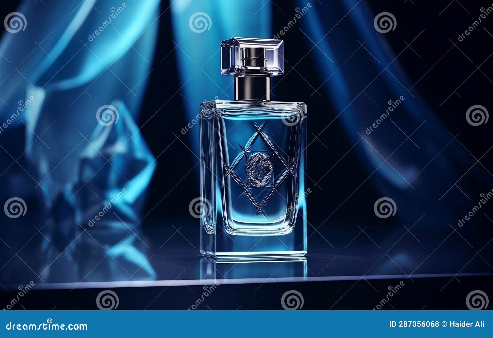 Blue Perfume Bottle Studio Photography. Generative AI Stock ...
