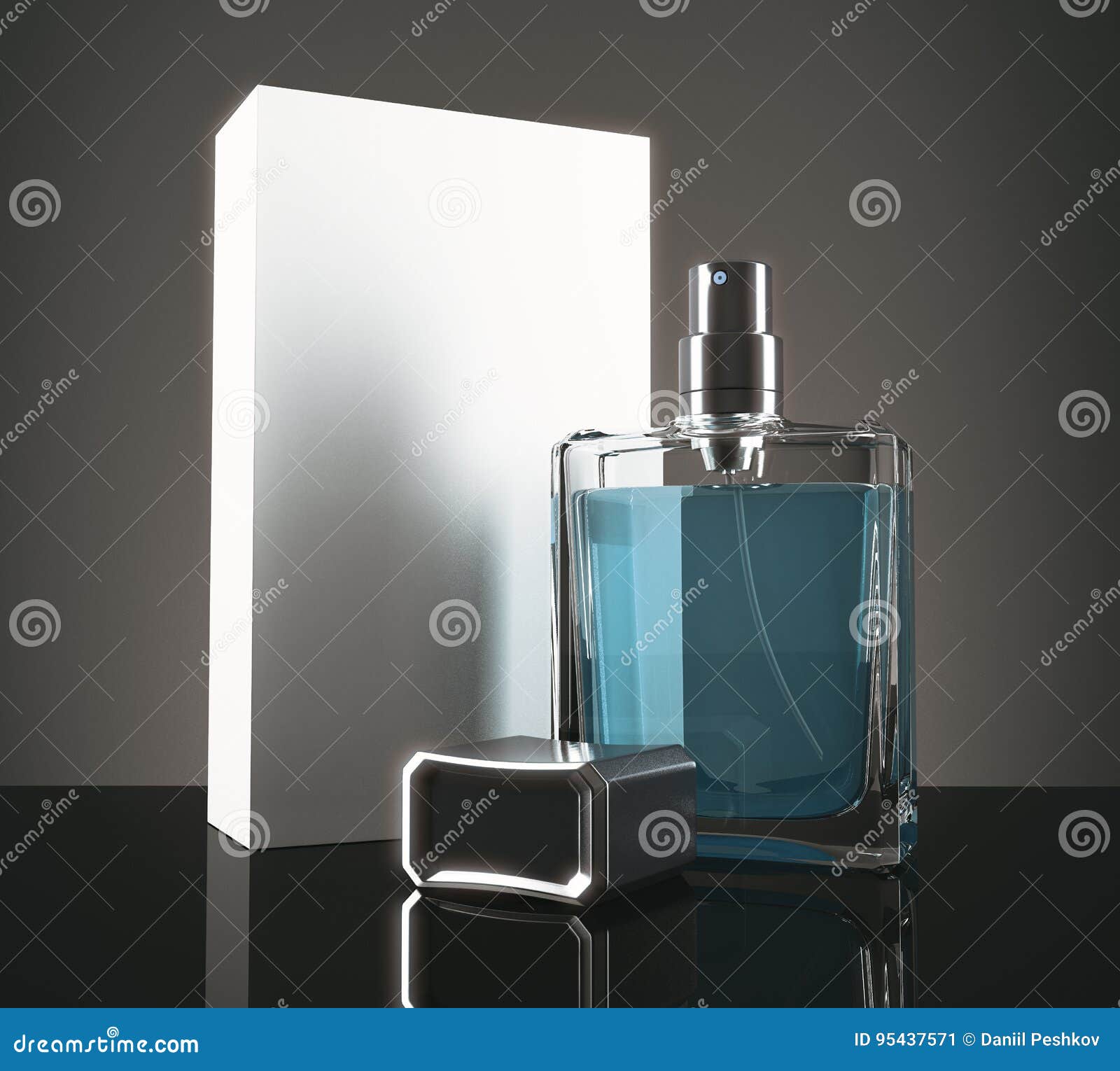 Blue Perfume with Packaging Stock Illustration - Illustration of odor ...