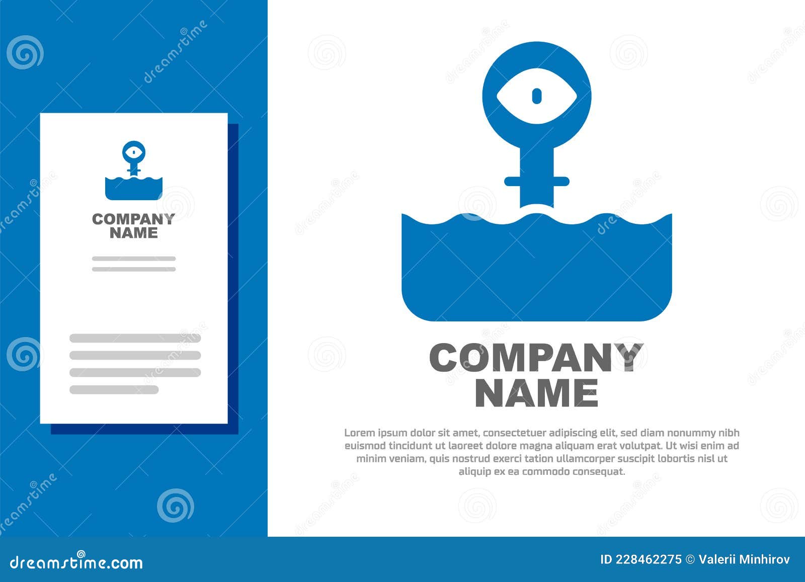 Blue Periscope in the Waves Above the Water Icon Isolated on White ...