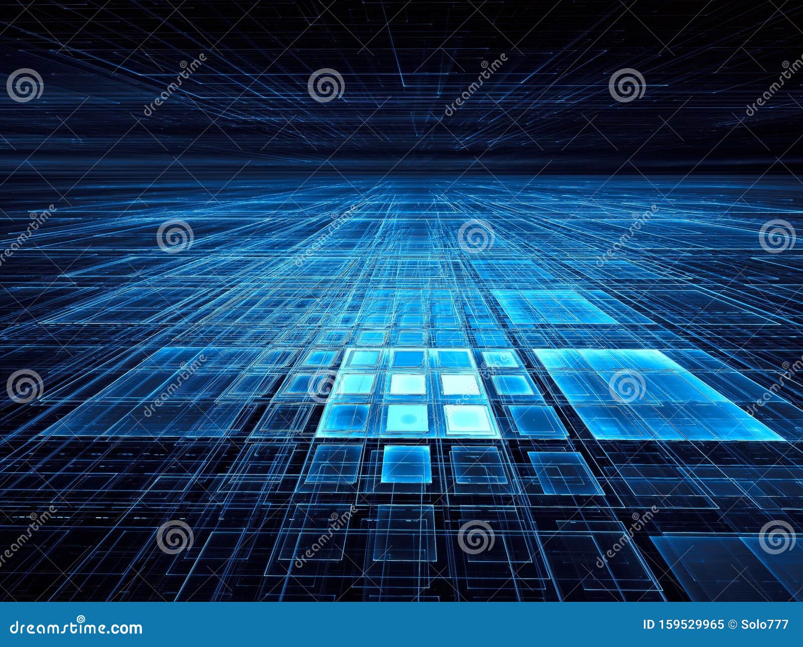 Blue Perspective Grid - Abstract Digitally Generated 3d Illustration ...