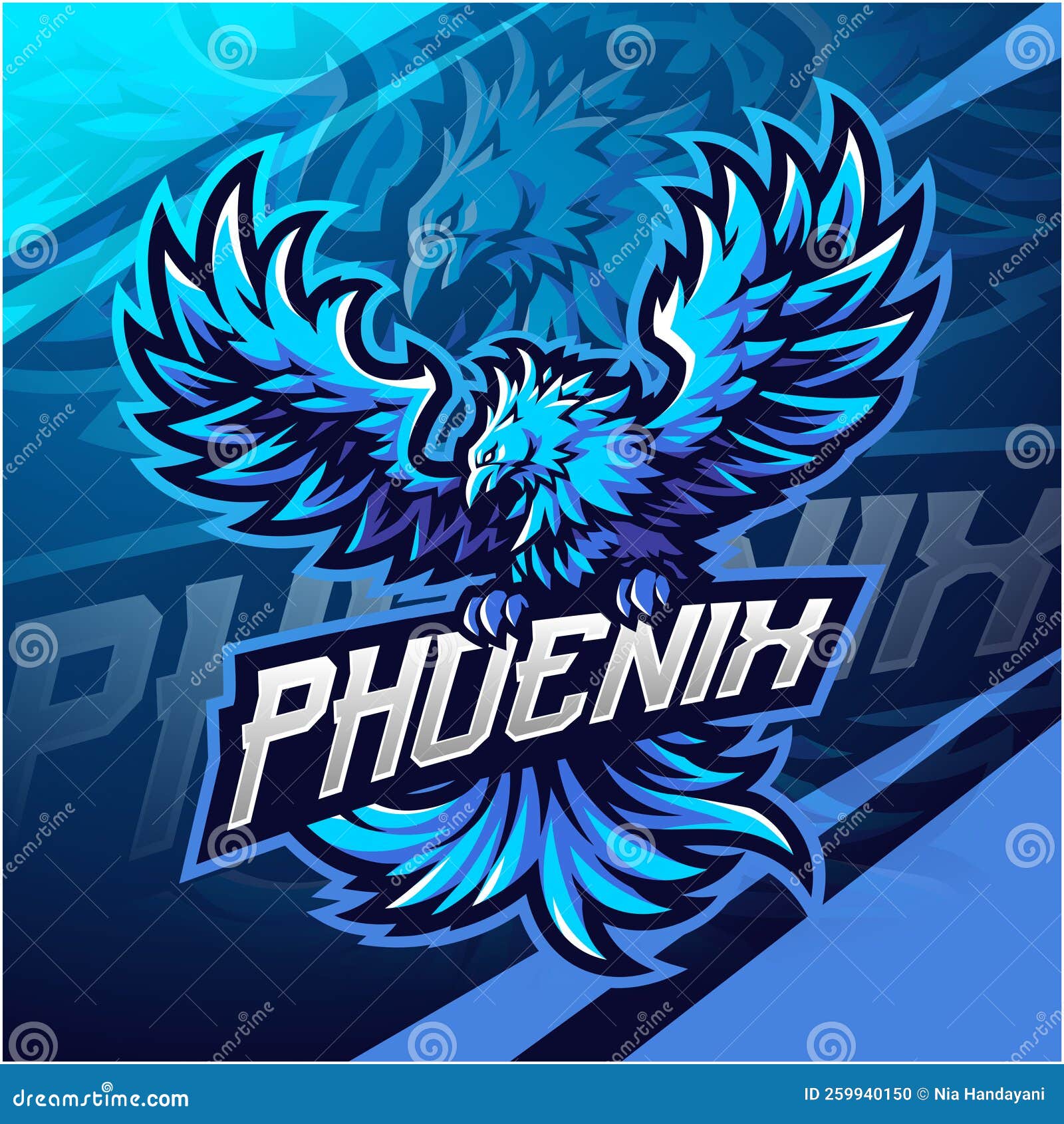 Blue Phoenix Esport Mascot Logo Design Stock Vector - Illustration of ...
