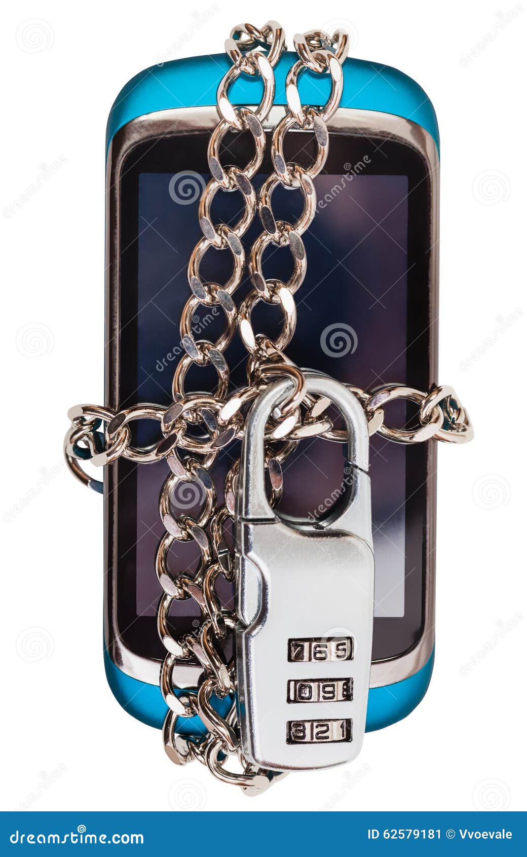 Blue Phone Chained and Closed by Combination Lock Stock Image - Image ...
