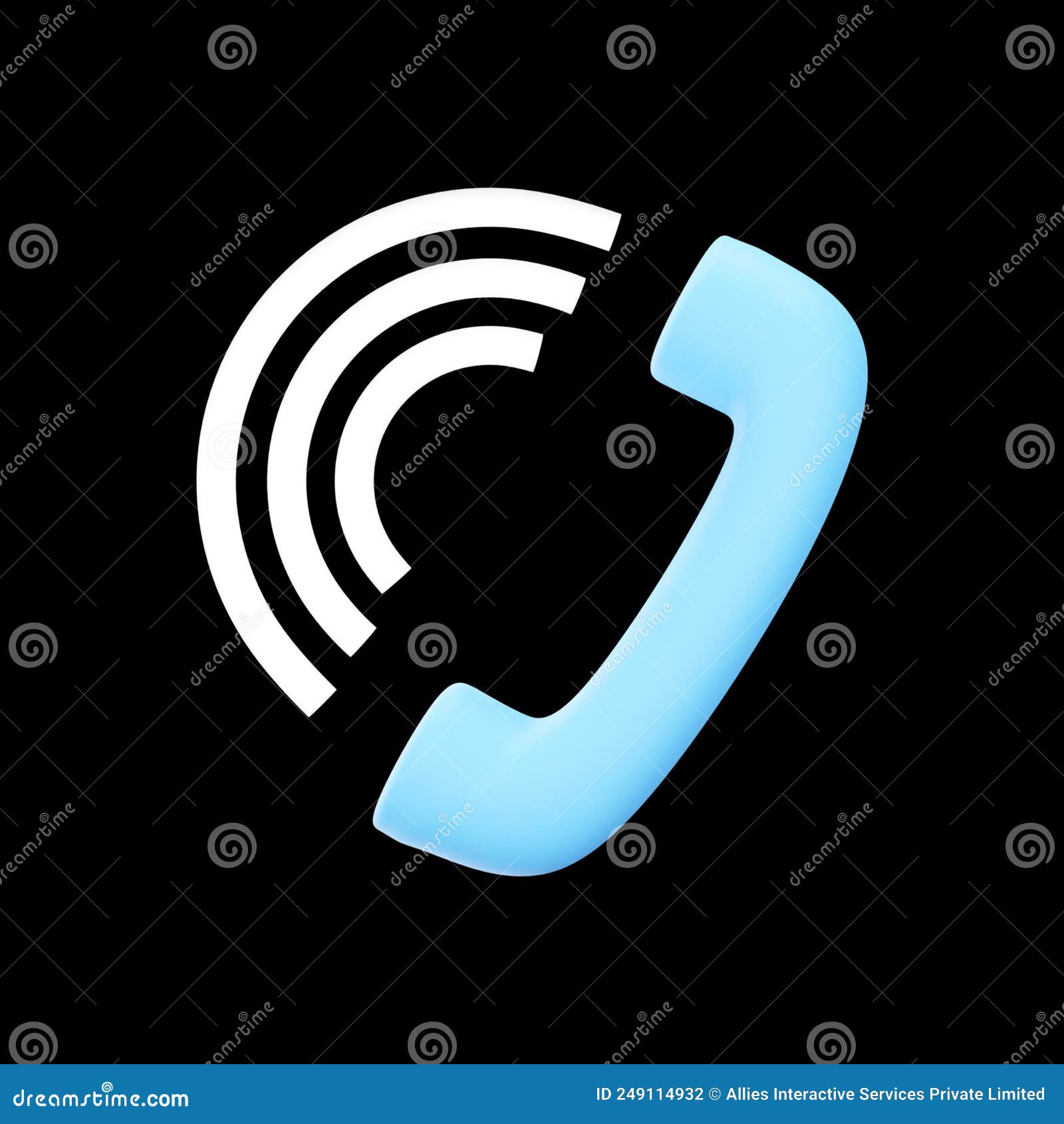 Blue Phone Ring 3D Element on Black Stock Illustration - Illustration ...